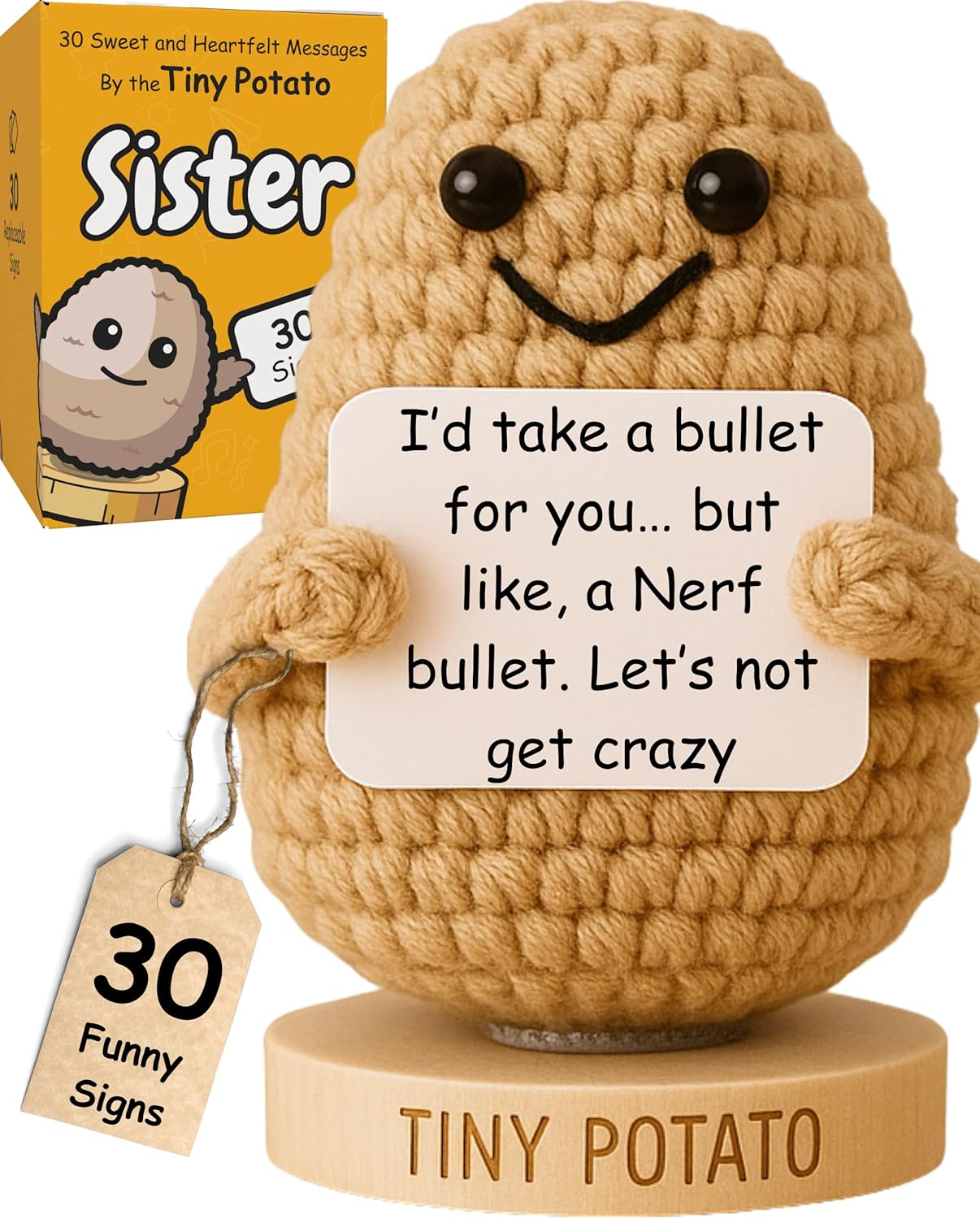 Amazon.com: Funny Sister Gifts - Handmade Crochet Potato Doll with 30 ...