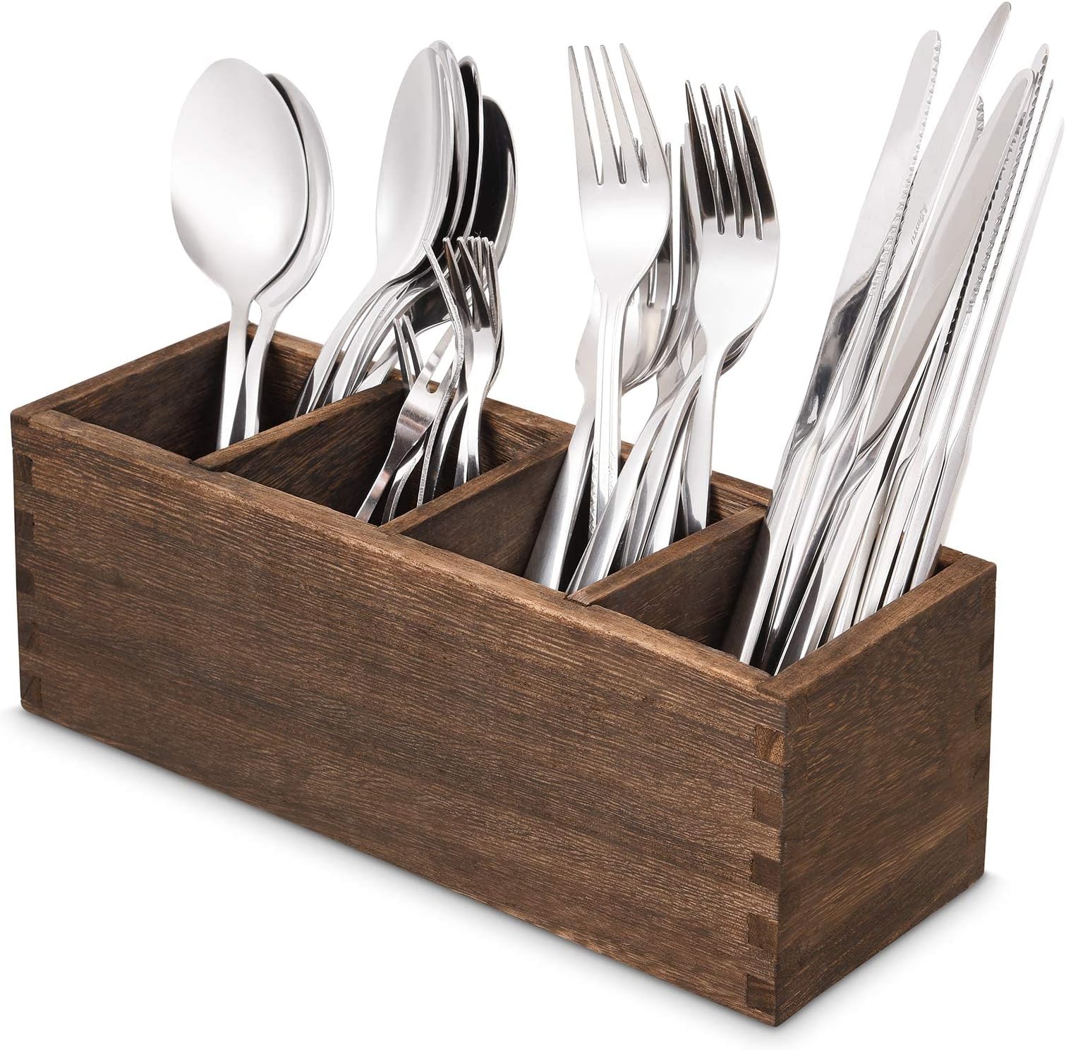 Amazon.com - Wooden Utensil Holder for Kitchen Counter - Cutlery ...