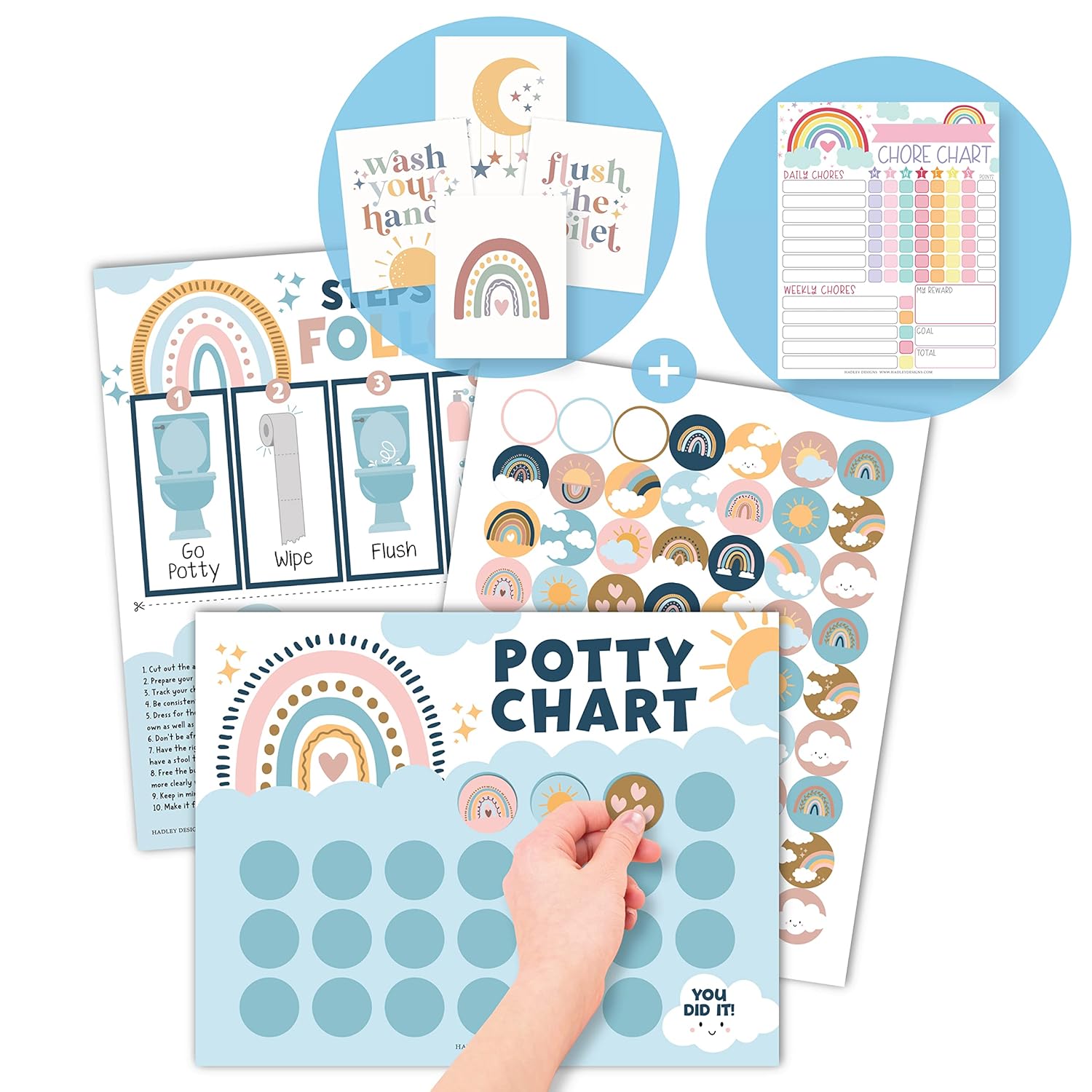 Amazon.com: 10 Boho Rainbow Sticker Chart for Kids Potty Training Chart ...