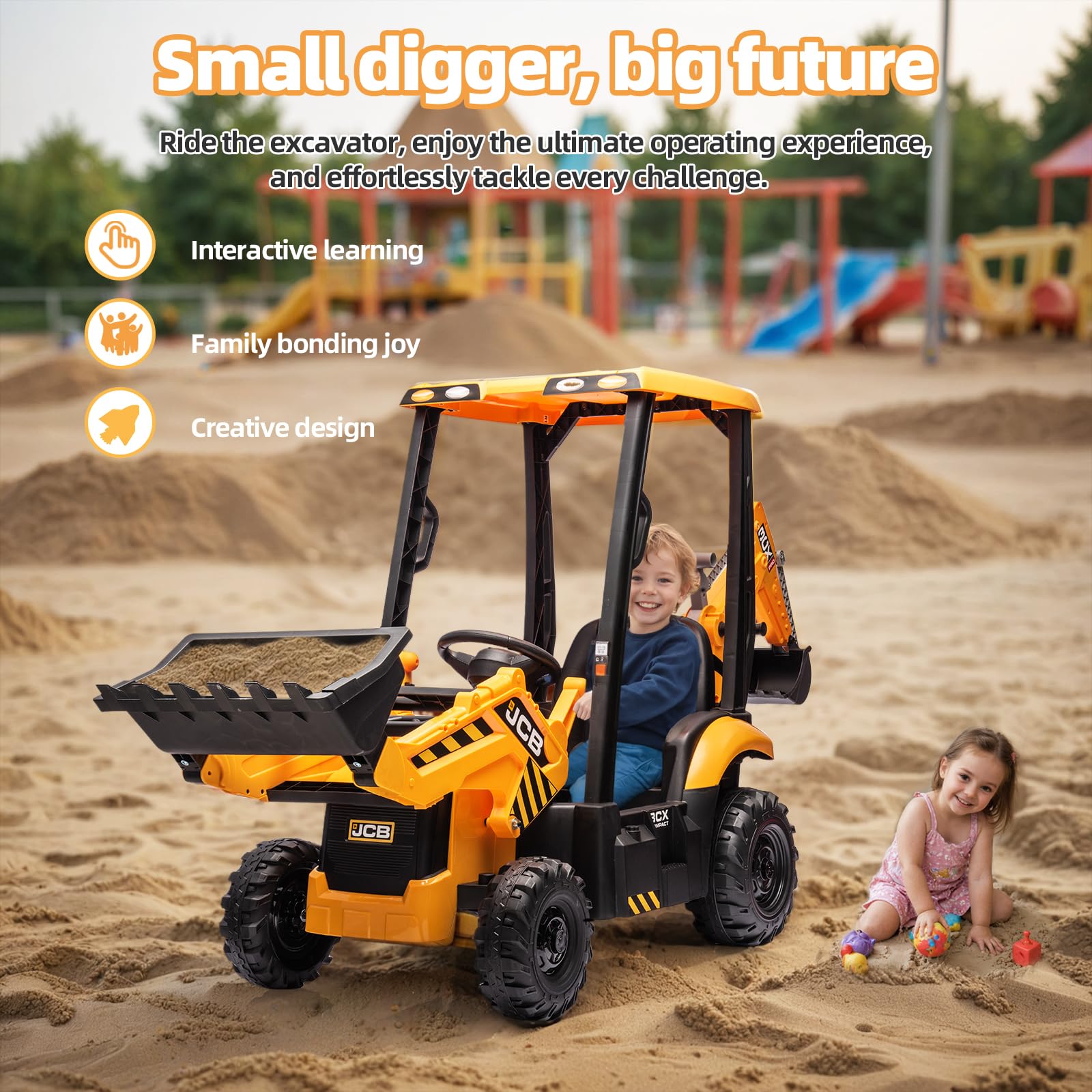 Snapklik.com : Ride-on Electric Excavator For Kids 3-5 Years ...