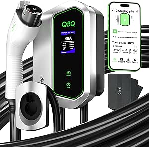 Amazon.com: QPQ Level 2 EV Charger 48 Amp ev Chargers for Home Level 2 NEMA 14-50 Plug,Use Swipe ...