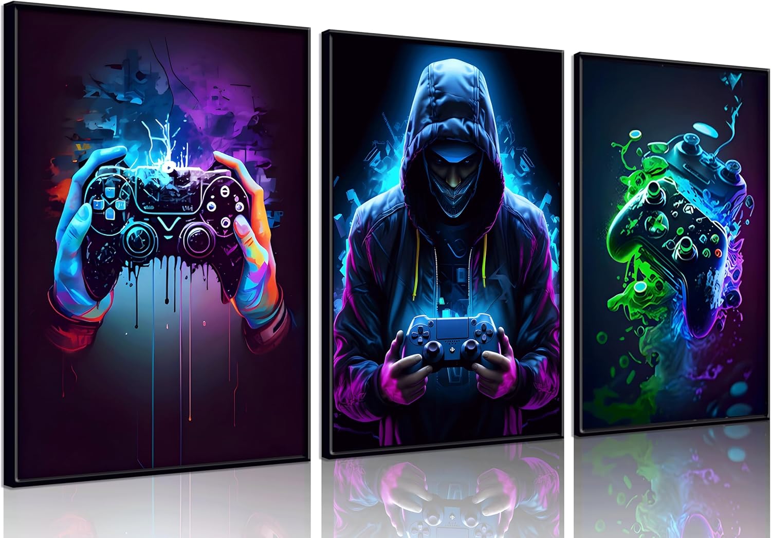 Amazon.com: WSTUKVV 3Pcs Cool Gaming Wall Art Retro Video Game ...
