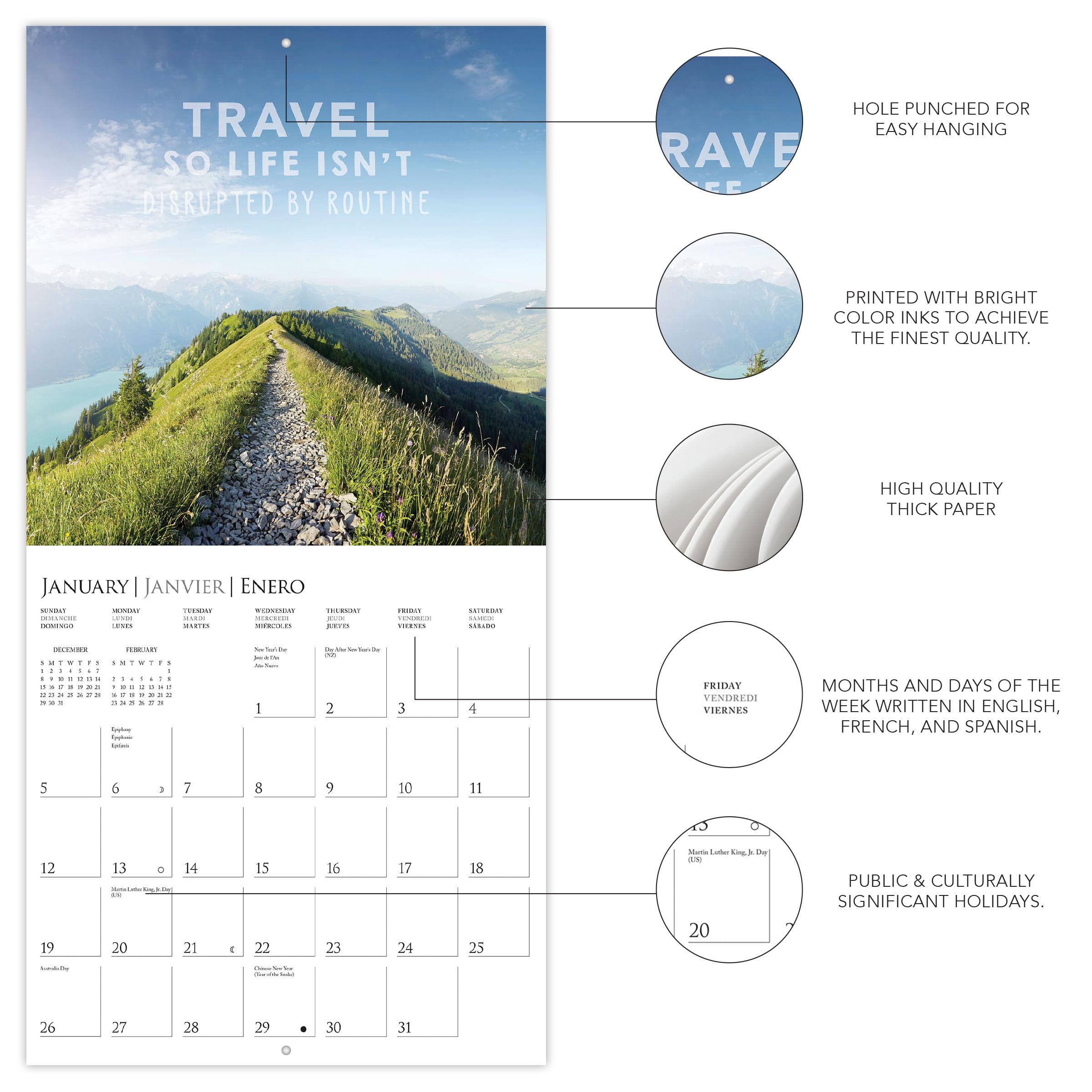 Snapklik.com : 2025 Wanderlust Wall Calendar 12” X 12” Thick Paper Home ...