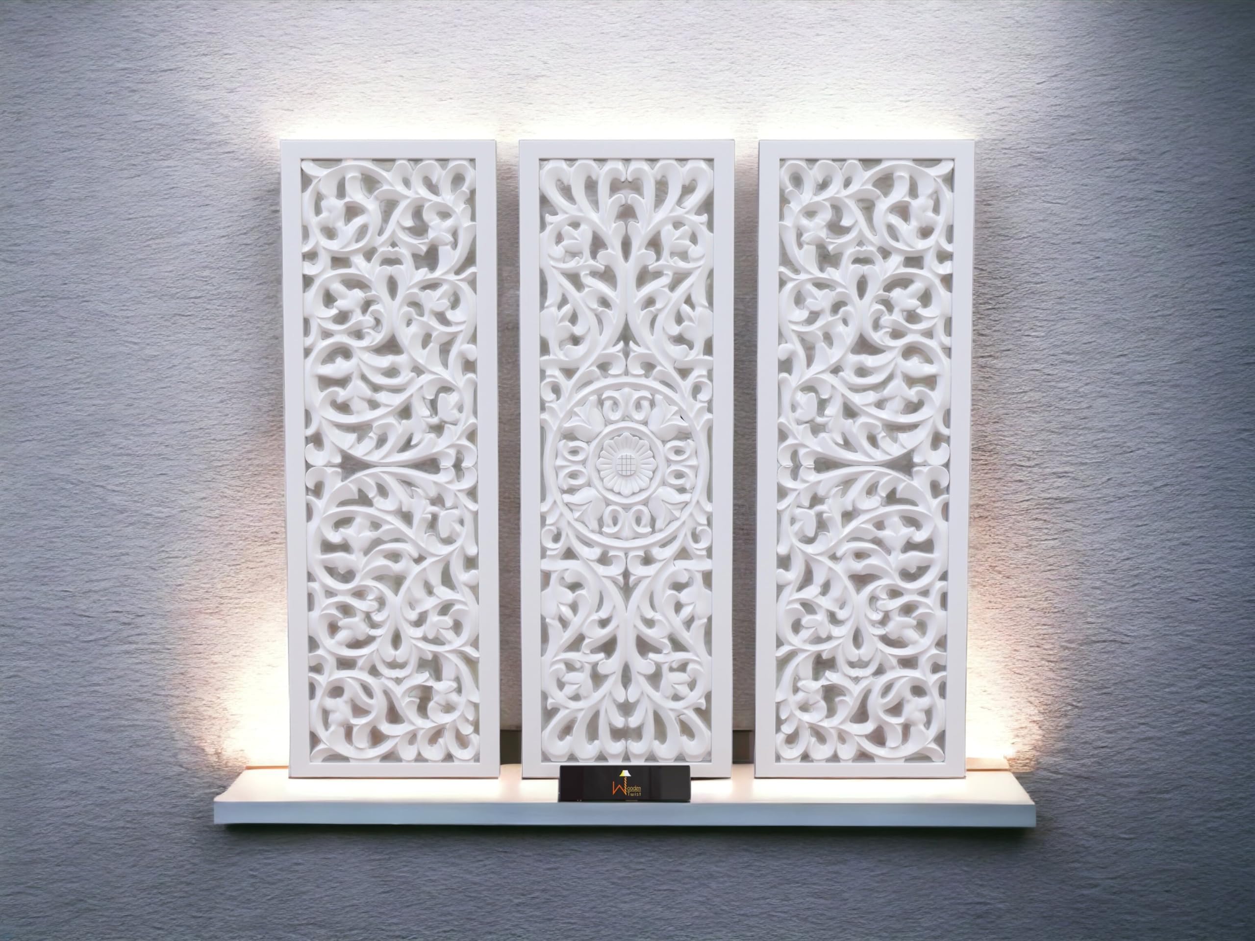 Royal 48 Inch Half Moon Hand Carved Floral Wooden Wall Panel Decor ...