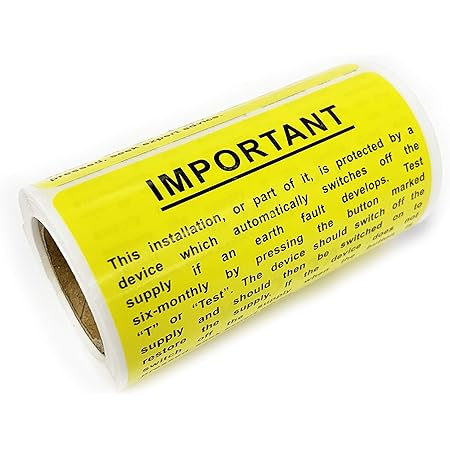 100x Electrical Safety RCD Test Labels BS7671 (1 Roll) 75x50mm 18th ...