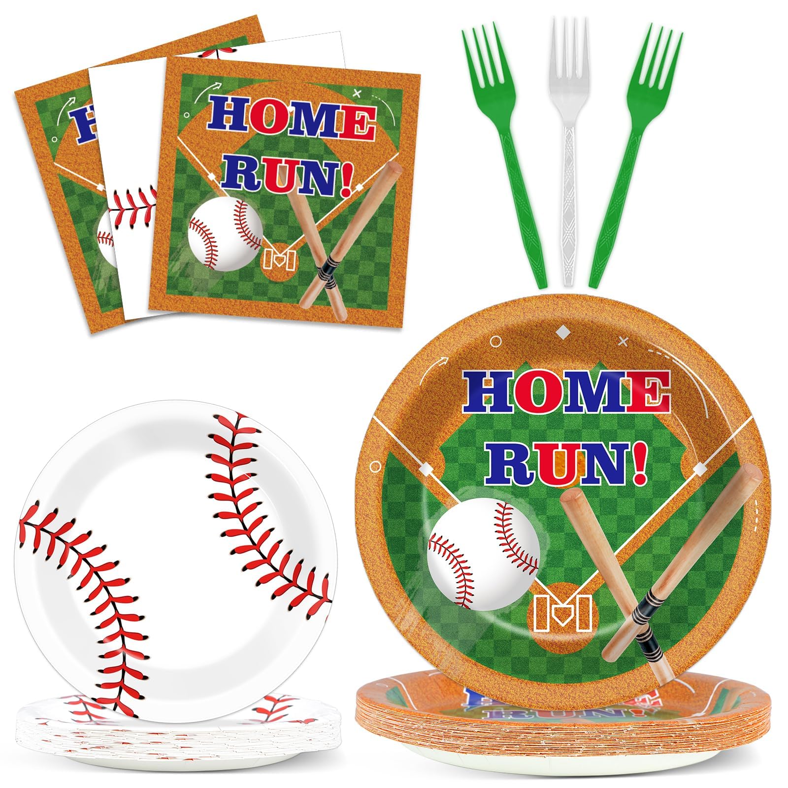 Amazon.com: 96Pcs Baseball Party Plates and Napkins for Baseball Game ...
