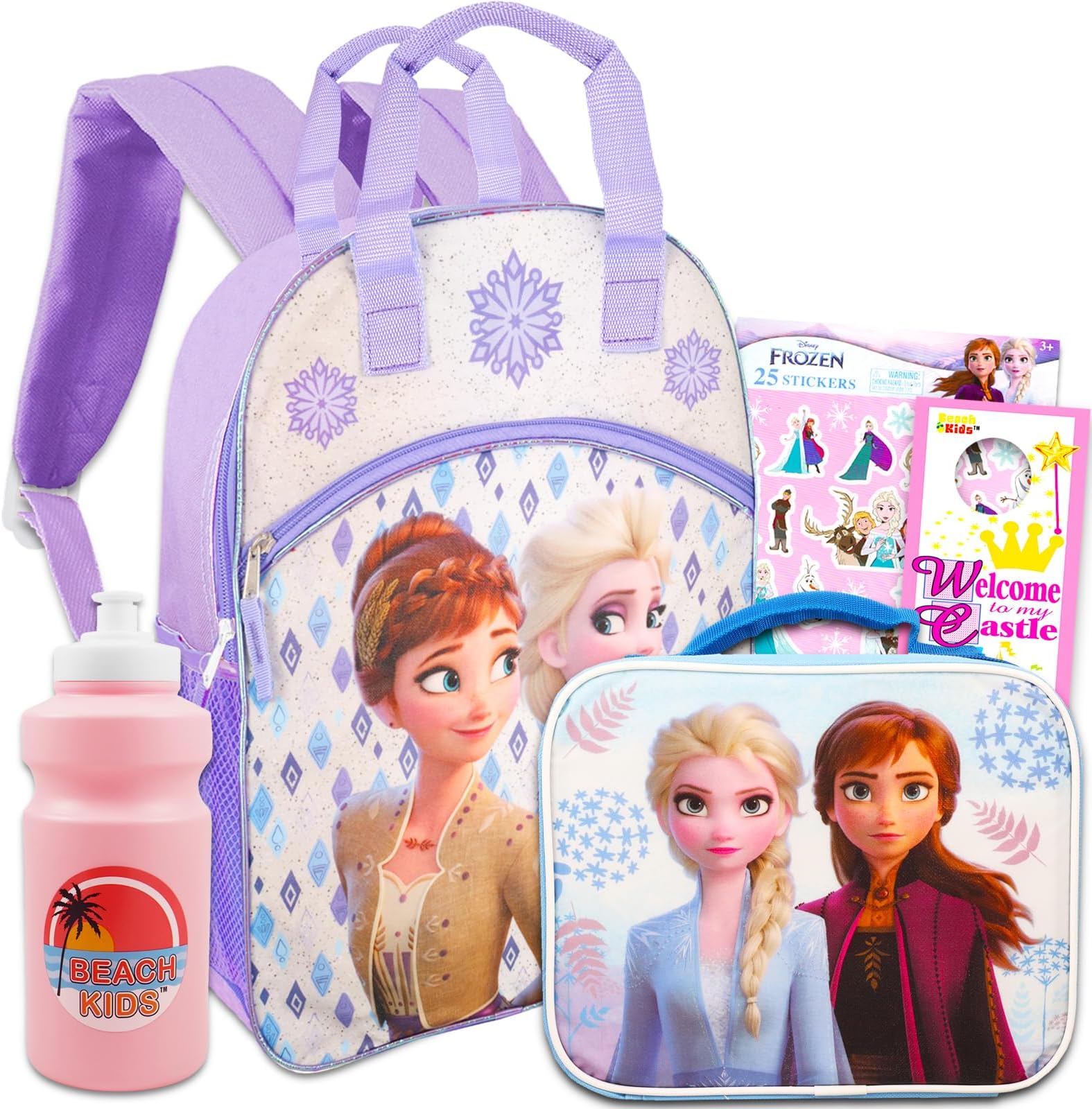 Amazon.com | Bioworld Frozen 16 inch Backpack 4-piece Set with lunch ...