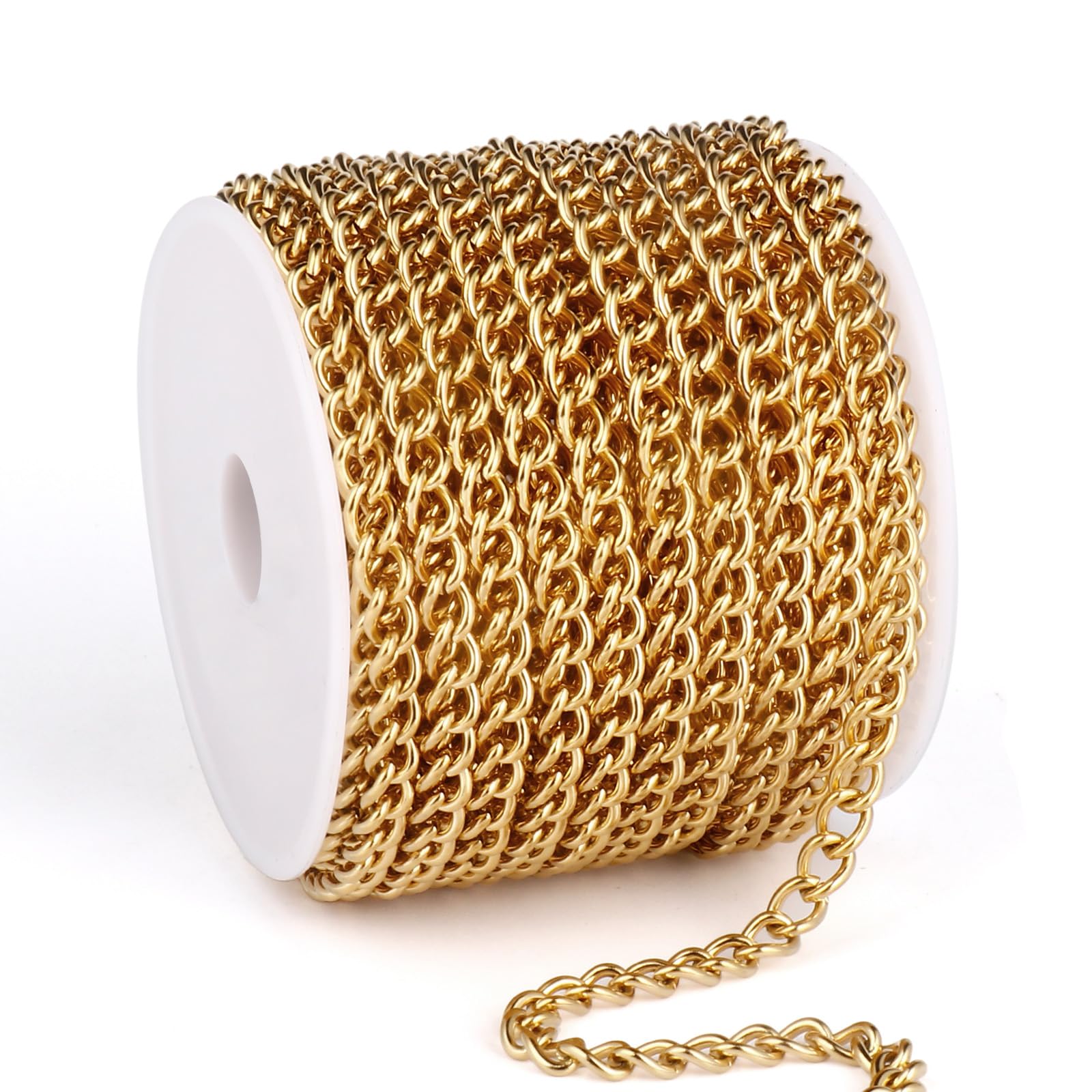 Amazon.com: 33 Feet 18K Gold PVD Plated Stainless Steel Curb Chain Bulk ...