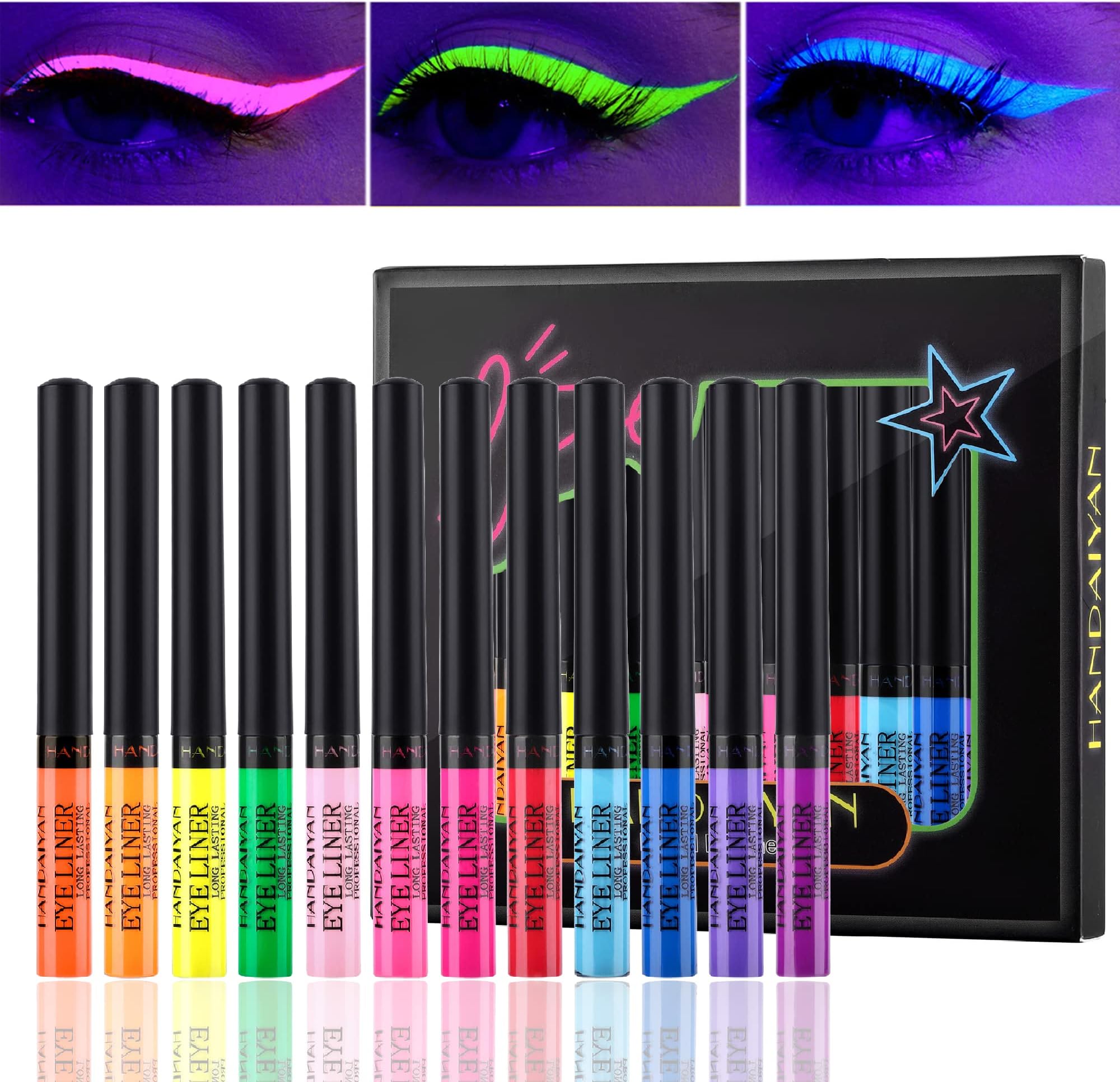 Amazon.com : Wismee UV Glow Neon Liquid Eyeliner, Matte Colored ...
