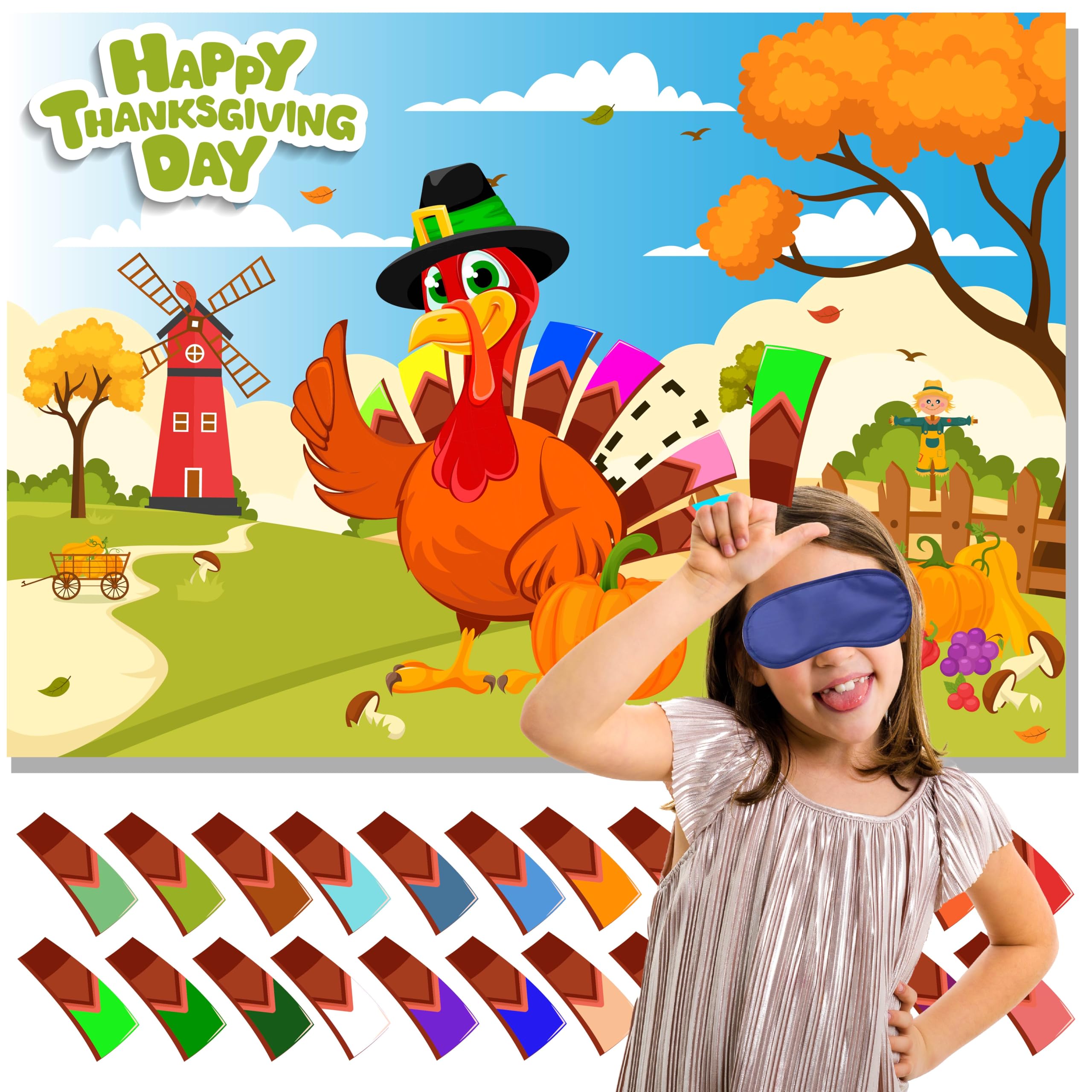 Snapklik.com : Pin The Tail On The Turkey Game Thanksgiving Party Games ...