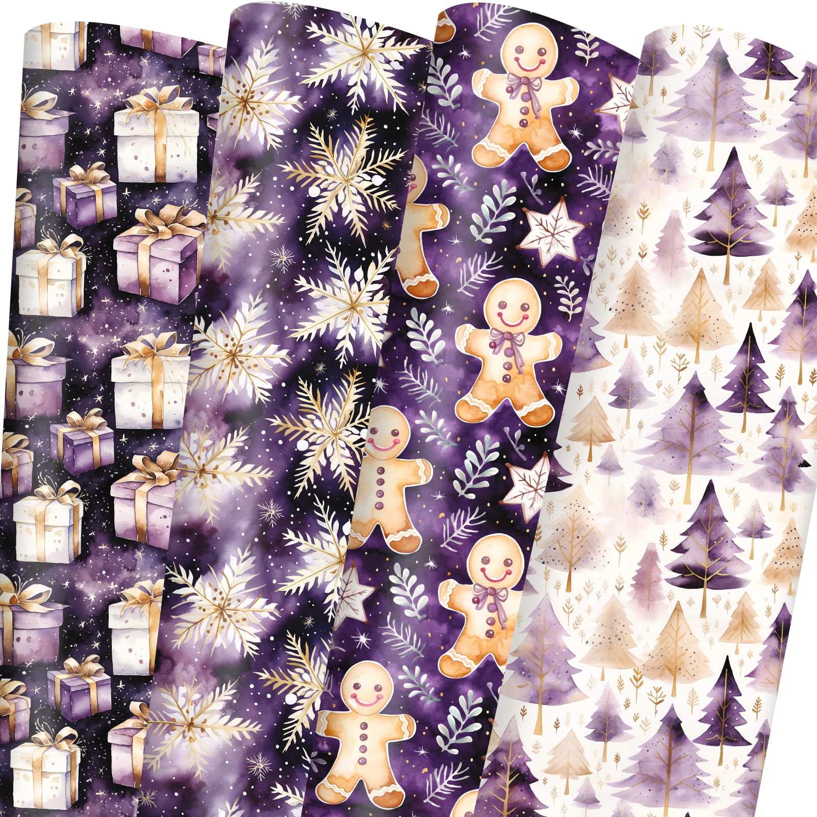 Amazon.com: Dtiafu Purple Christmas Wrapping Paper 4 Classic Holiday ...