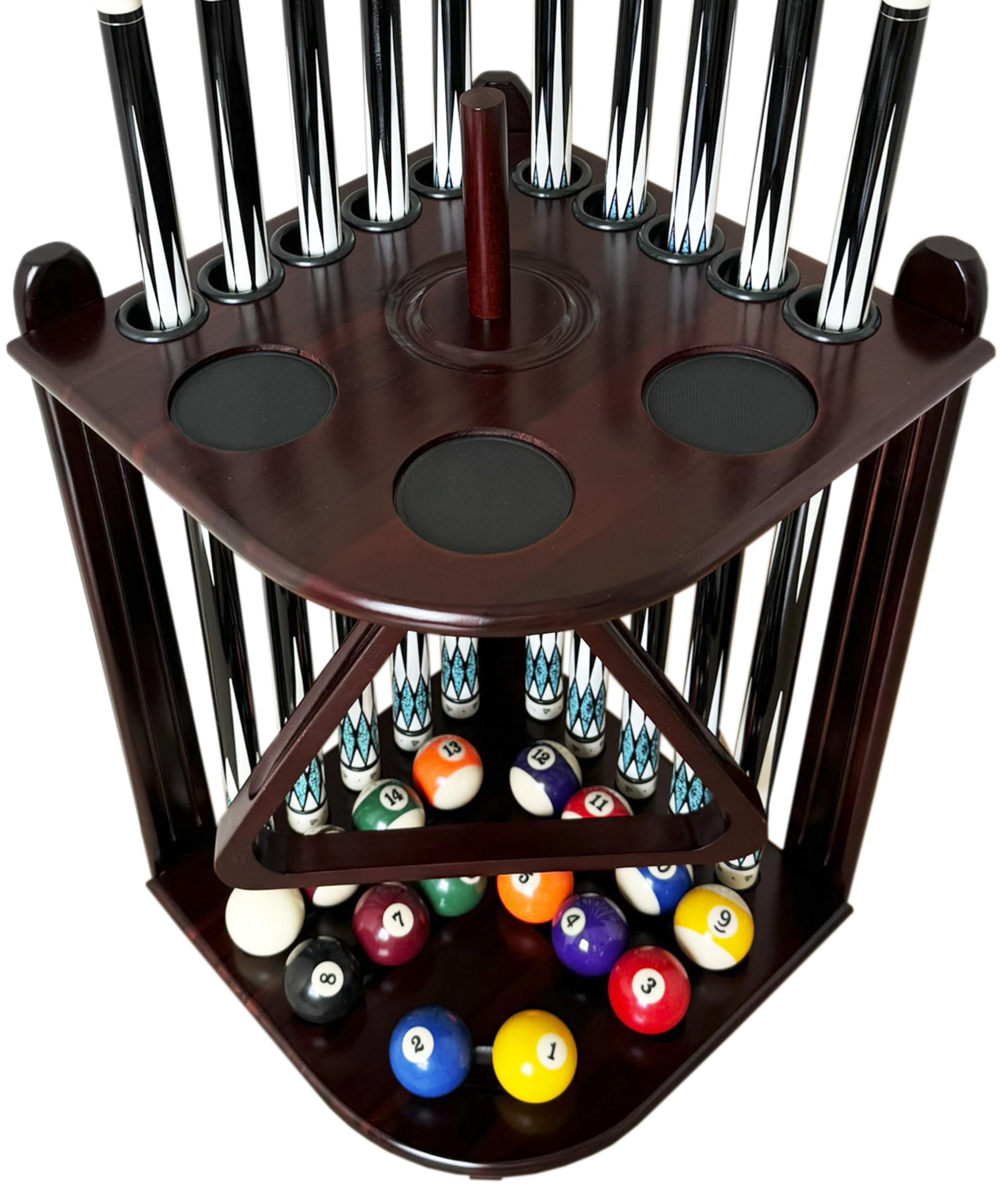Amazon.com: GACCO BILLIARDS Corner Pool Cue Holder Rack Hold 10 Cue ...