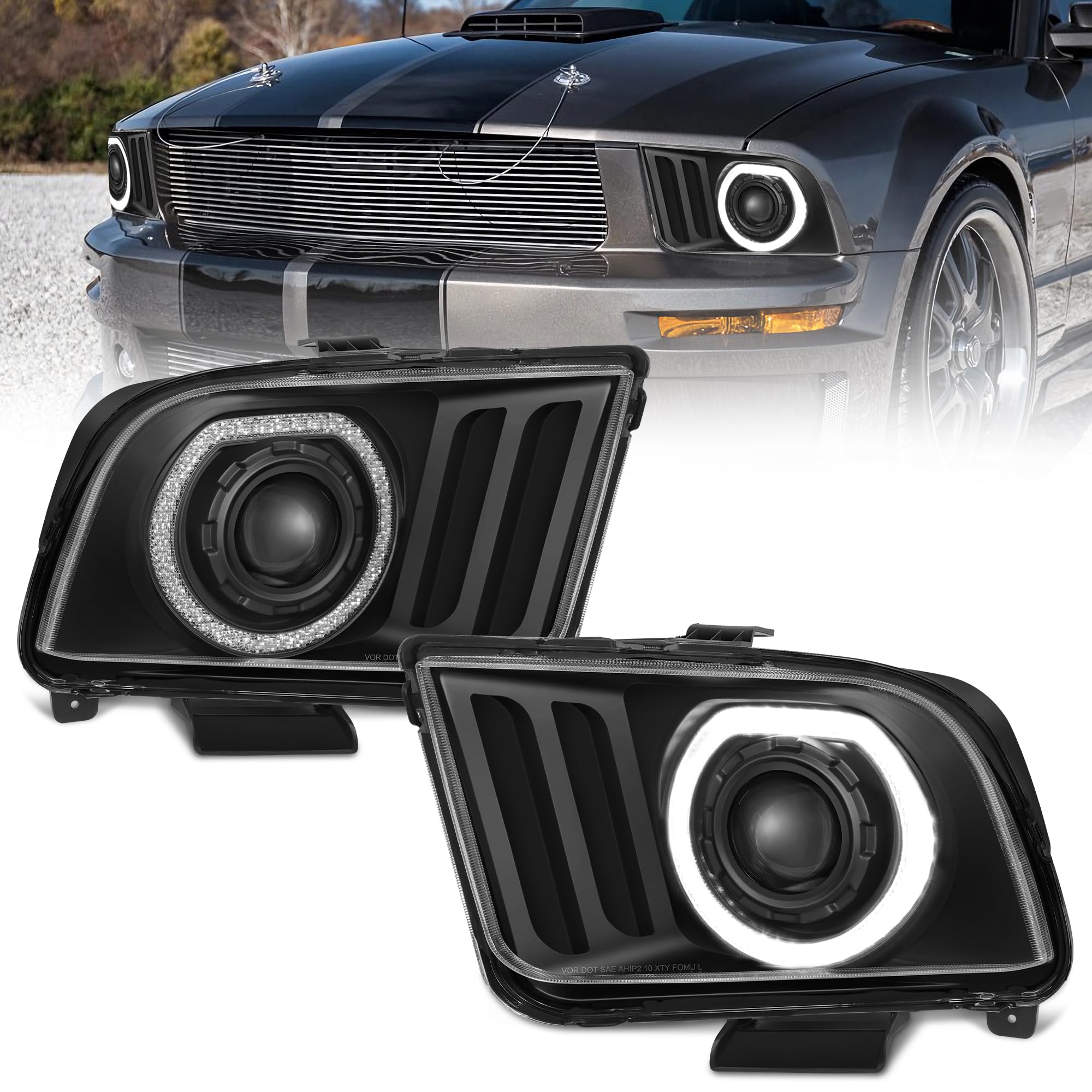 Amazon.com: Genful Headlight Assembly Fit For 2005-2009 Ford Mustang ...