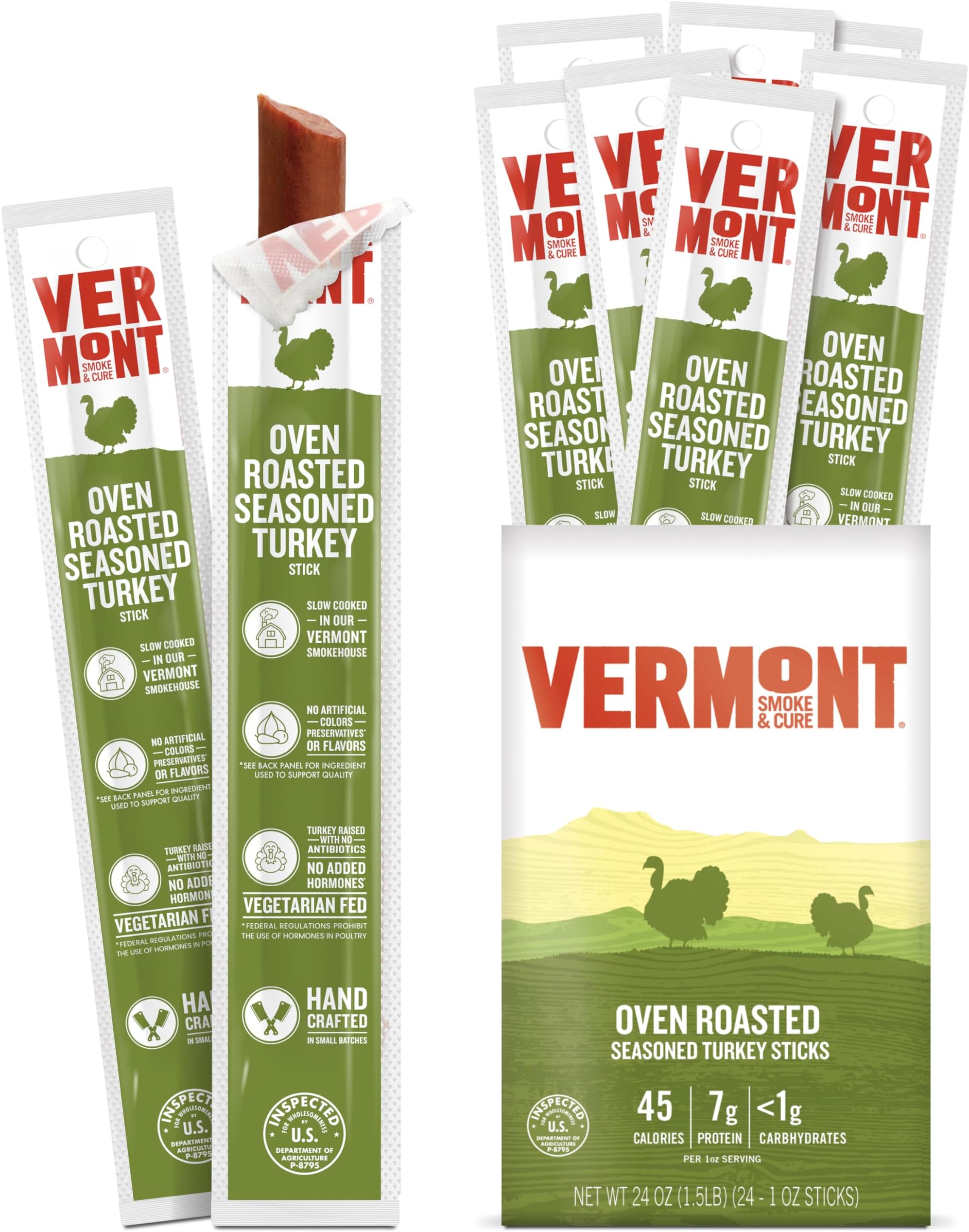Amazon.com: Vermont Smoke & Cure Meat Sticks - Oven Roasted Turkey ...