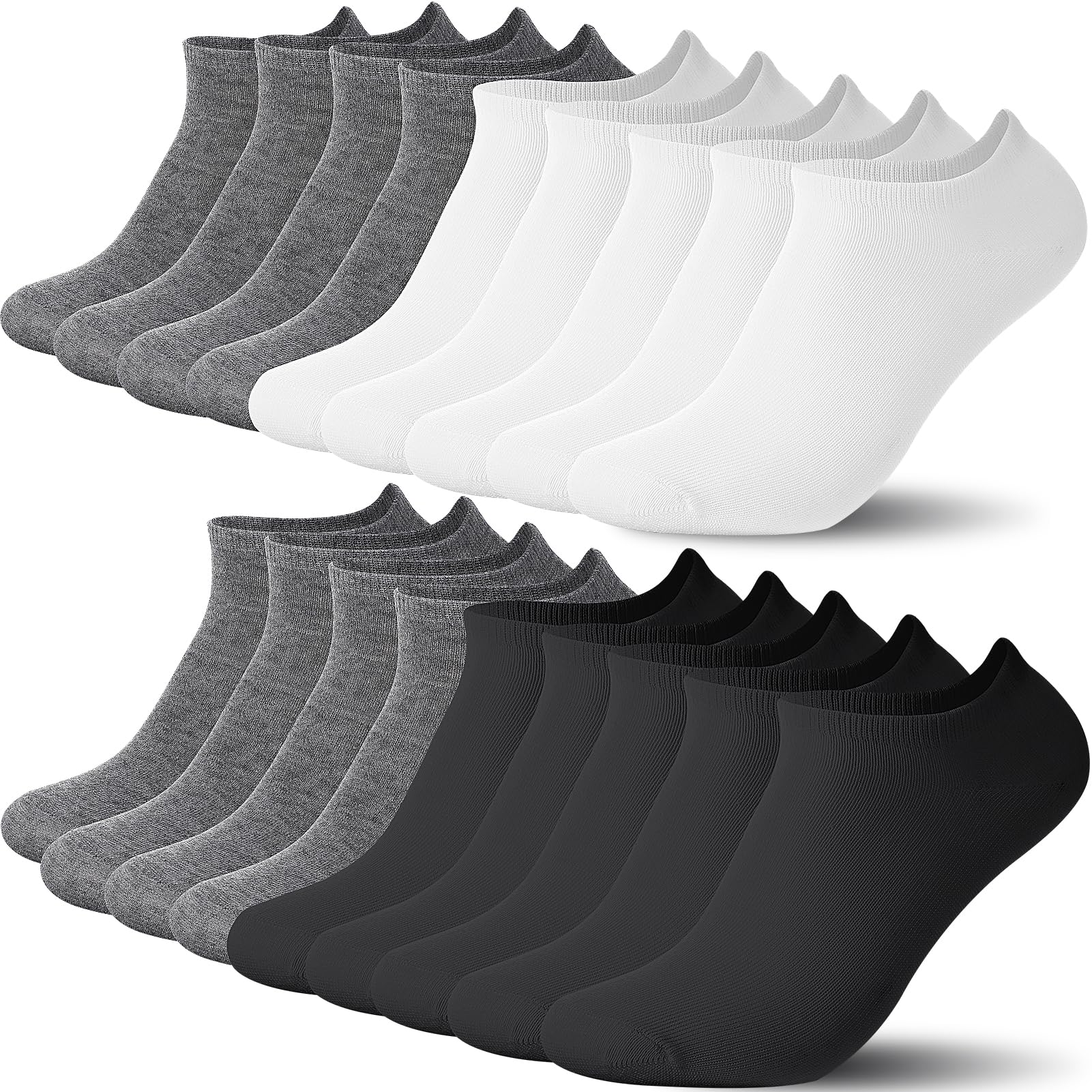 Zuimei 15 Pairs No Show Trainer Socks Invisible Socks for Men Cotton ...