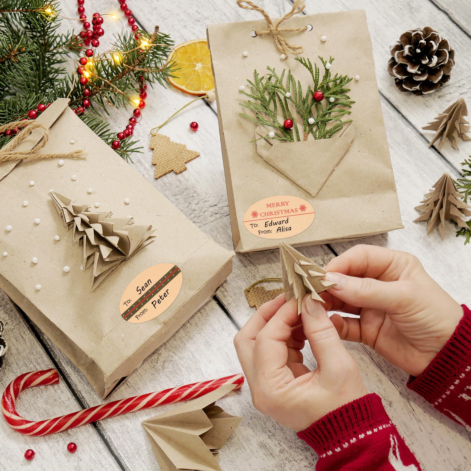 Snapklik.com : 200 Pcs Christmas Gift Tags Stickers, Self Adhesive Xmas ...