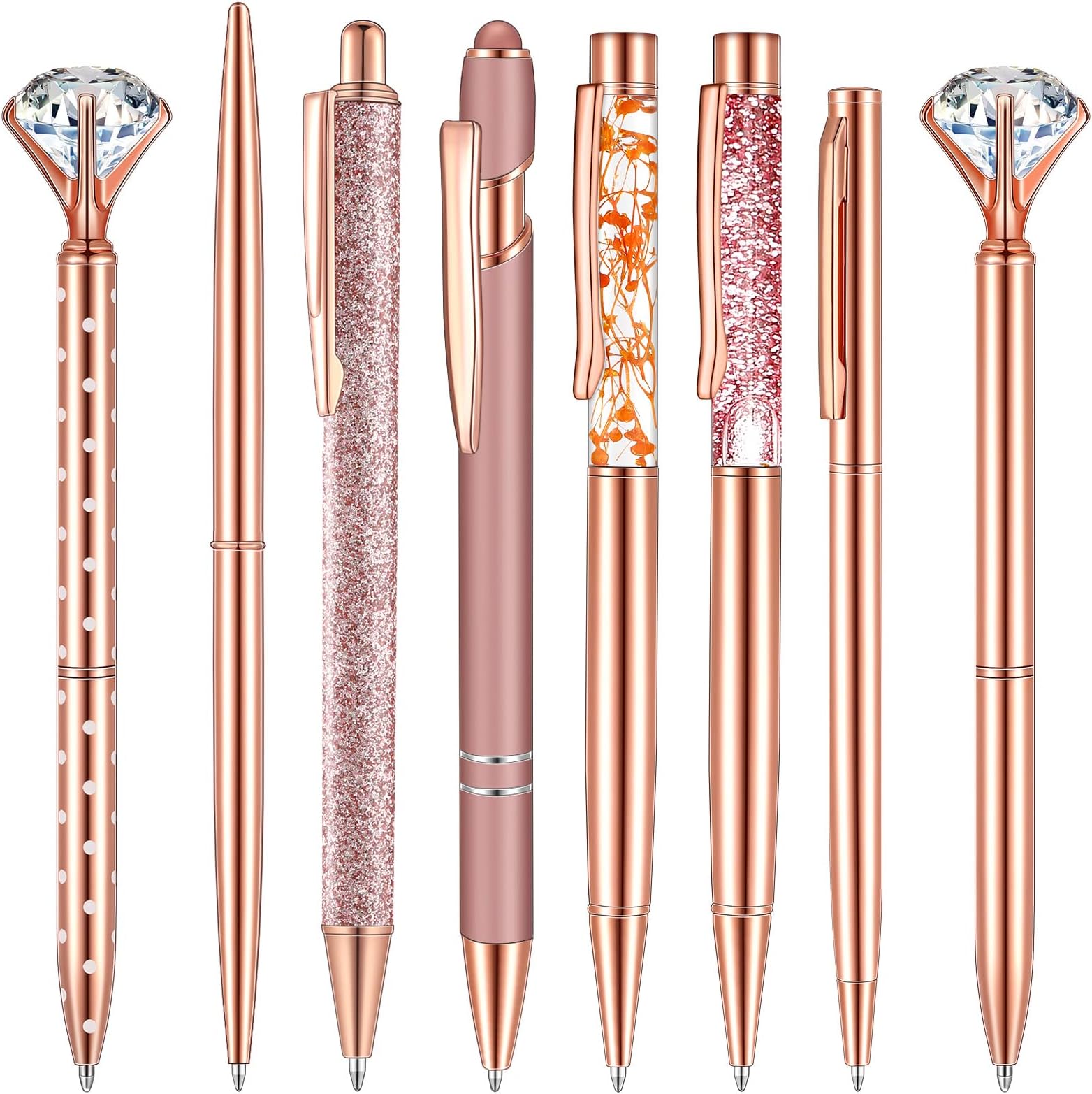 Amazon.com : UPIHO 10Pcs Rose Gold Ballpoint Pen Set, Cute Pens for ...