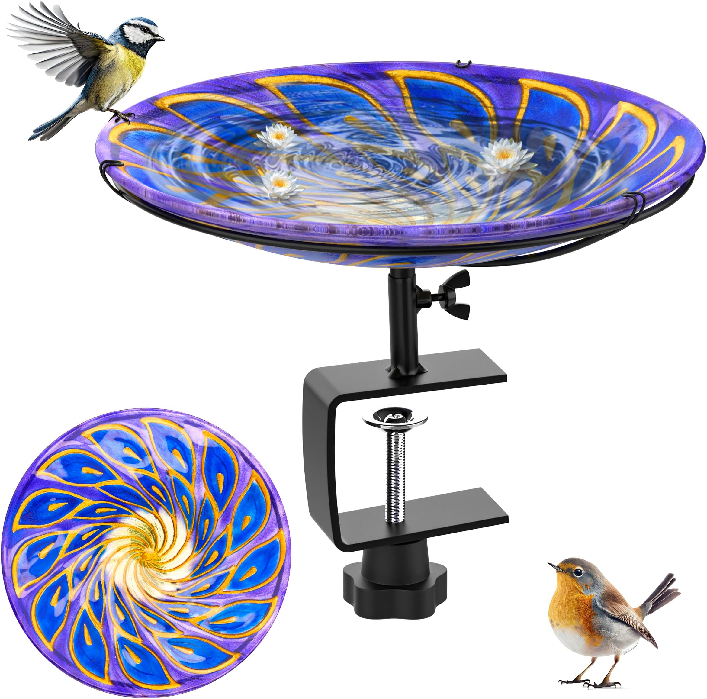 Amazon.com: Evokana Deck Bird Bath Bowl - Beautiful Bird Bath for Deck ...