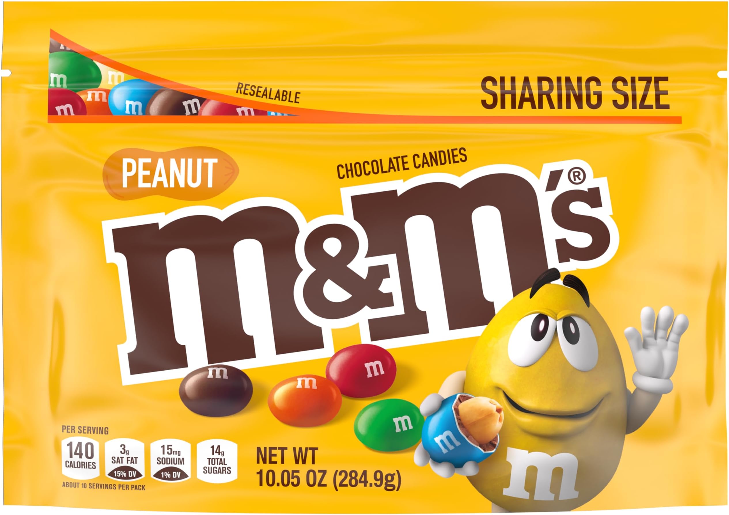 Amazon.com : M&M'S Peanut Milk Chocolate, Sharing Size, 10.05 oz ...