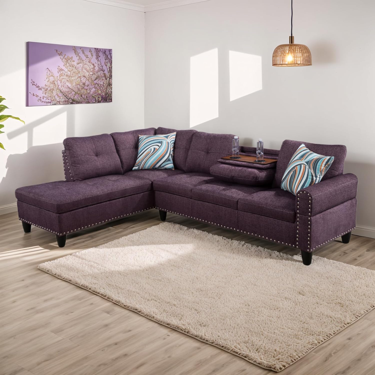 Amazon.com: LOPOO 97"+69" L-Shaped Sectional Sofa Set w/Left Armrest ...