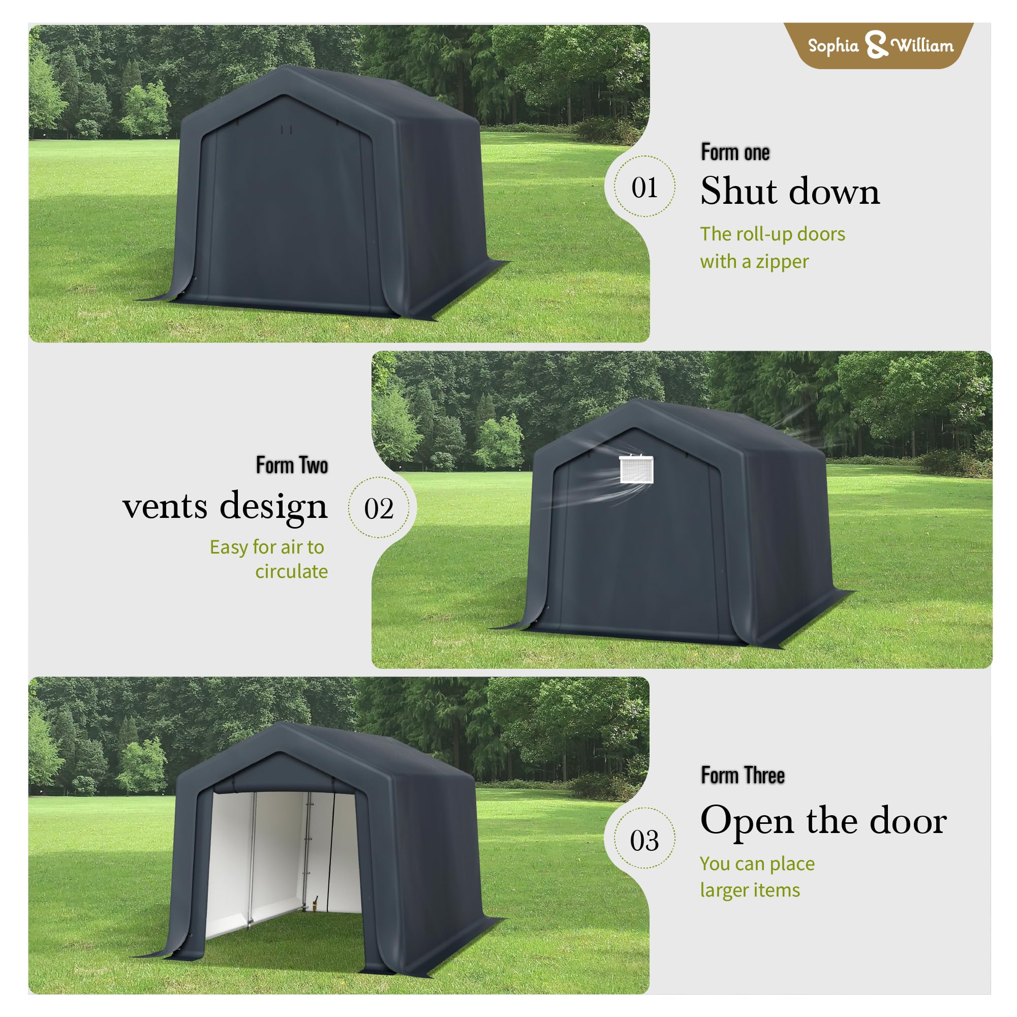 MFSTUDIO Utility Shed For Motorcycle Tools MFSTUDIO 8x12 Ft Outdoor ...
