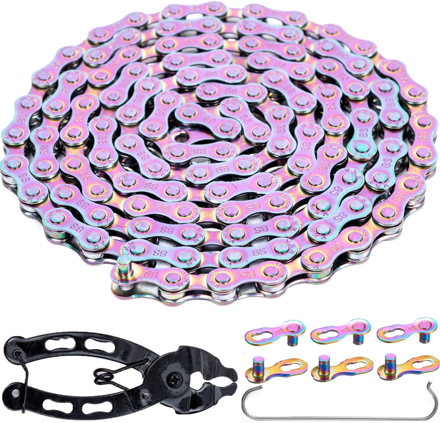 FITTOO 5/6/7/8-Speed Bike Chain 1/2 x 3/32 Inch 116 Links, Bicycle 8 ...