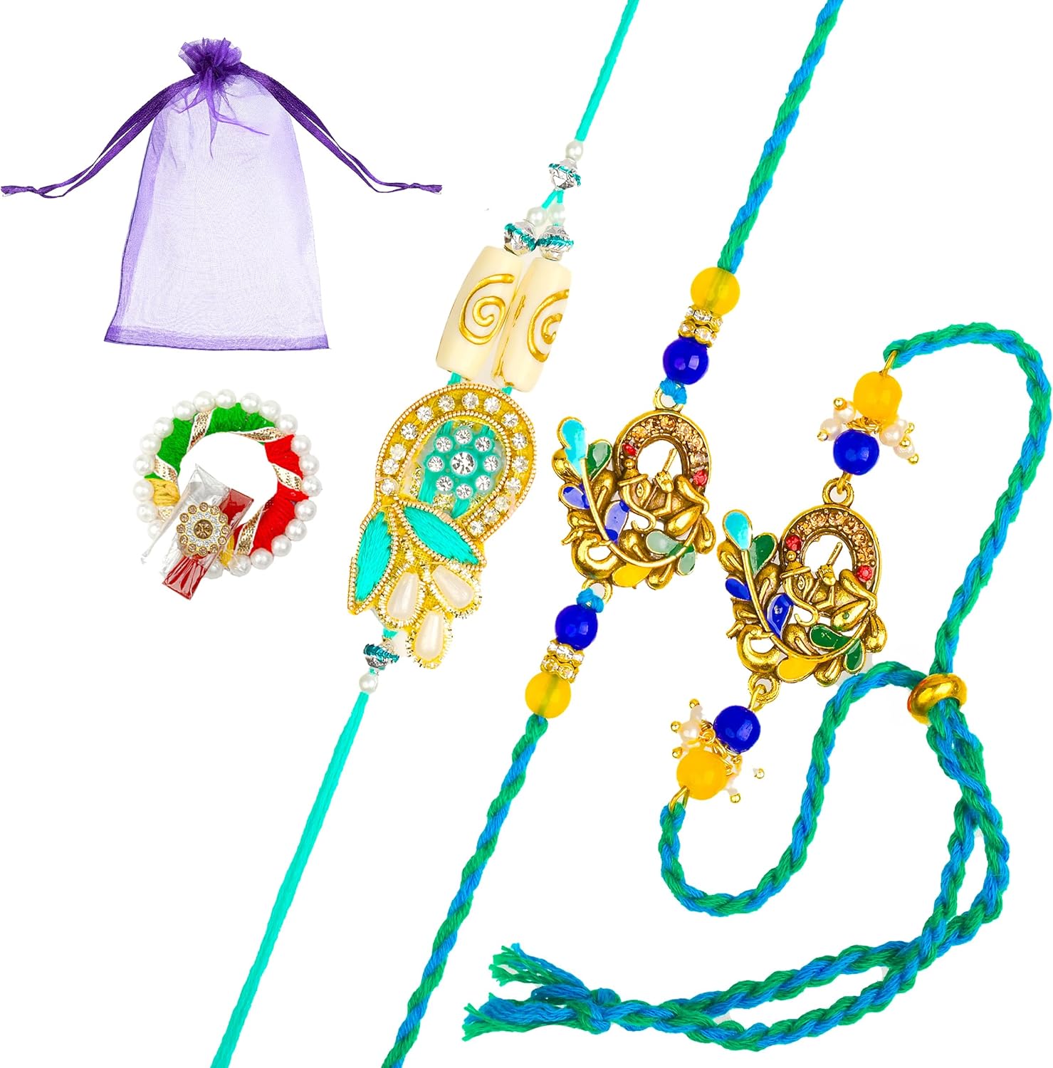 Amazon.com: Tarini Gallery Set of 3 Rakhi Lumba for Brother Bhaiya Bhai ...