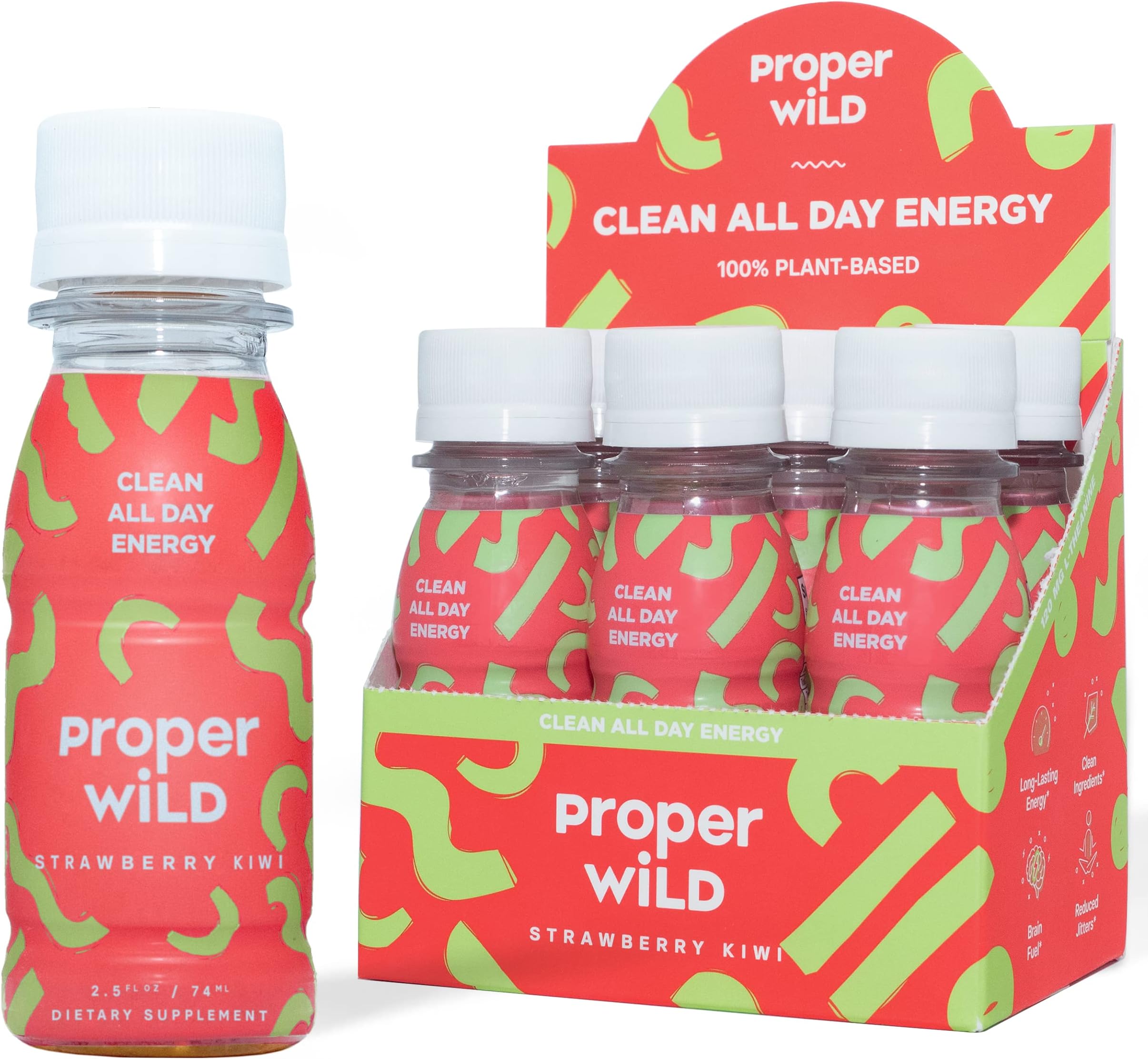 Amazon.com : Proper Wild Caffeine, L Theanine Energy Shots, Strawberry ...