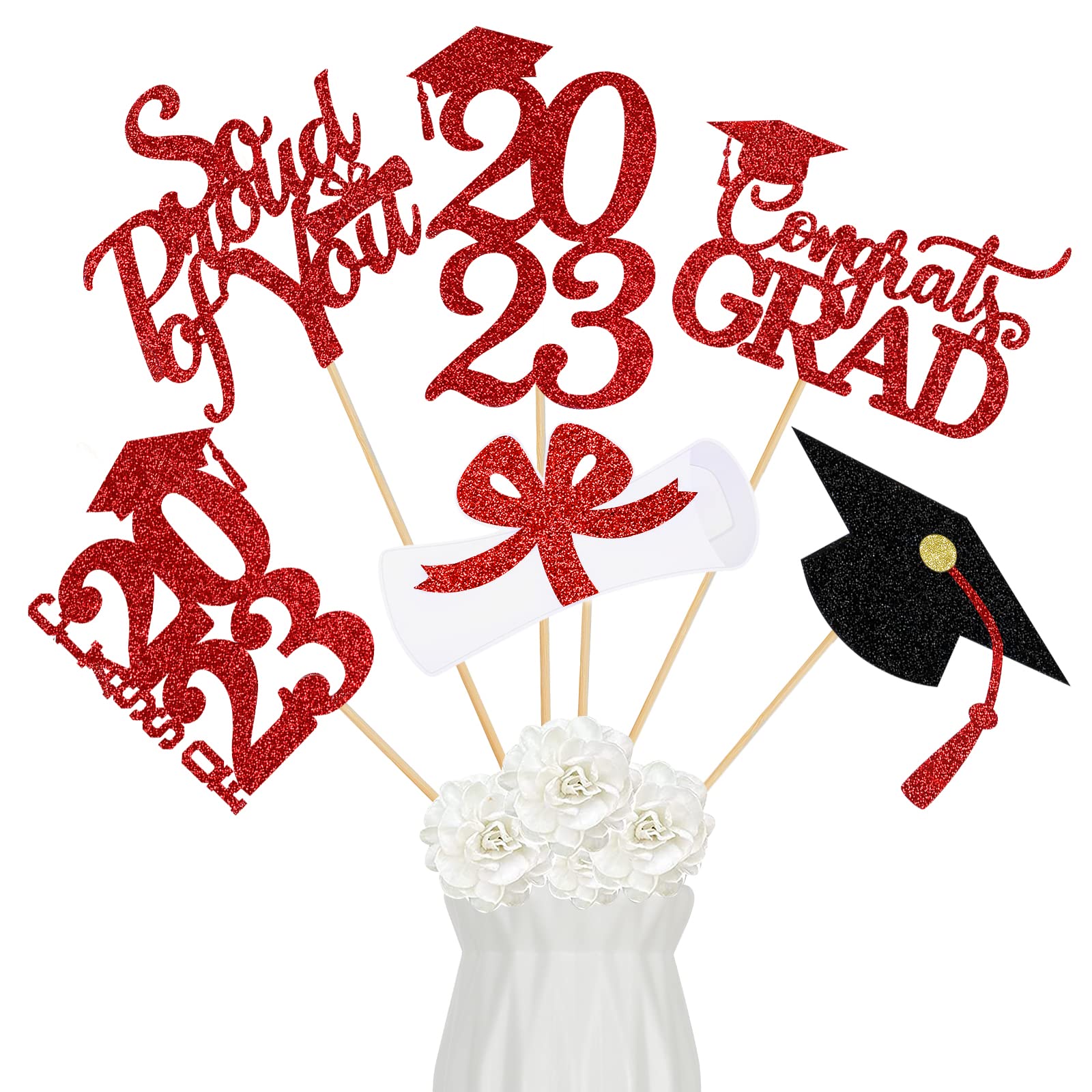 Red And White Graduation Centerpieces