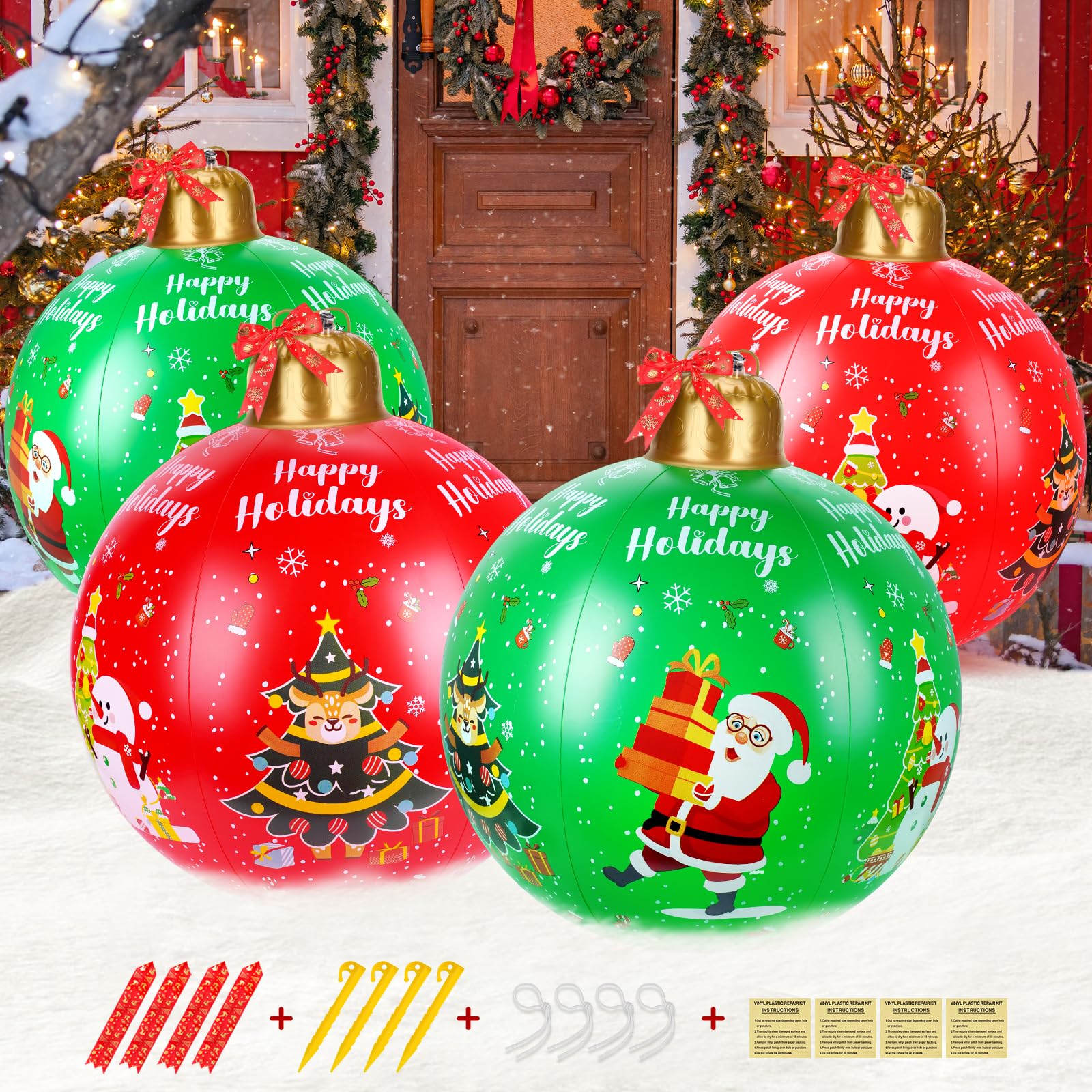 Amazon.com: SUIMOT 4 PCS PVC 24 Inch Giant Inflatable Christmas Balls ...