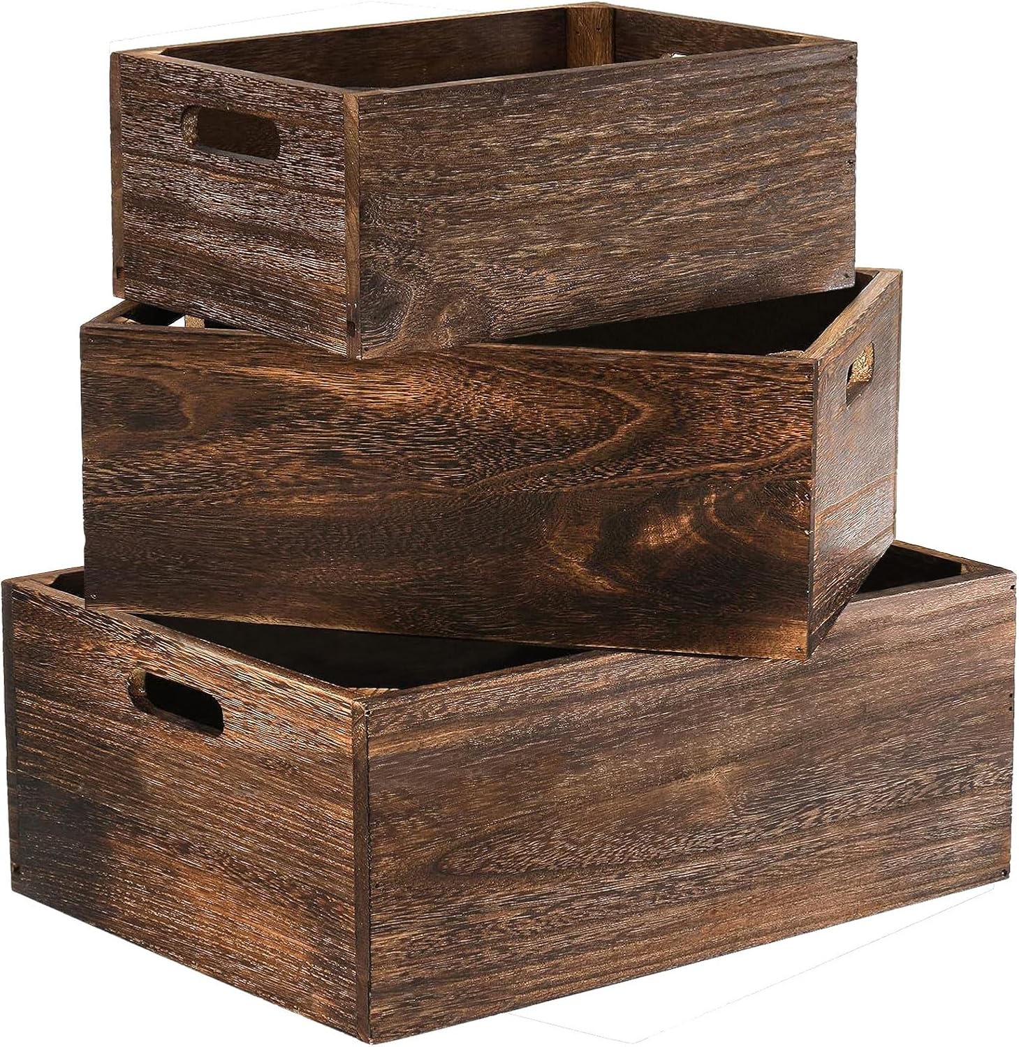 Amazon.com: Hyuetrsa Set of 3 Wood Crate Box, Wood Nesting Storage ...