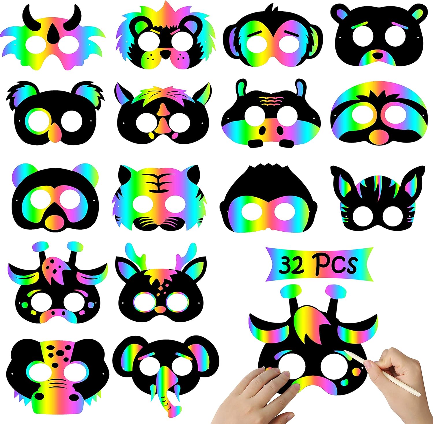 Cat Mask Magic Color Scratch Animal Masks, Magic Scratch, Crafts For ...