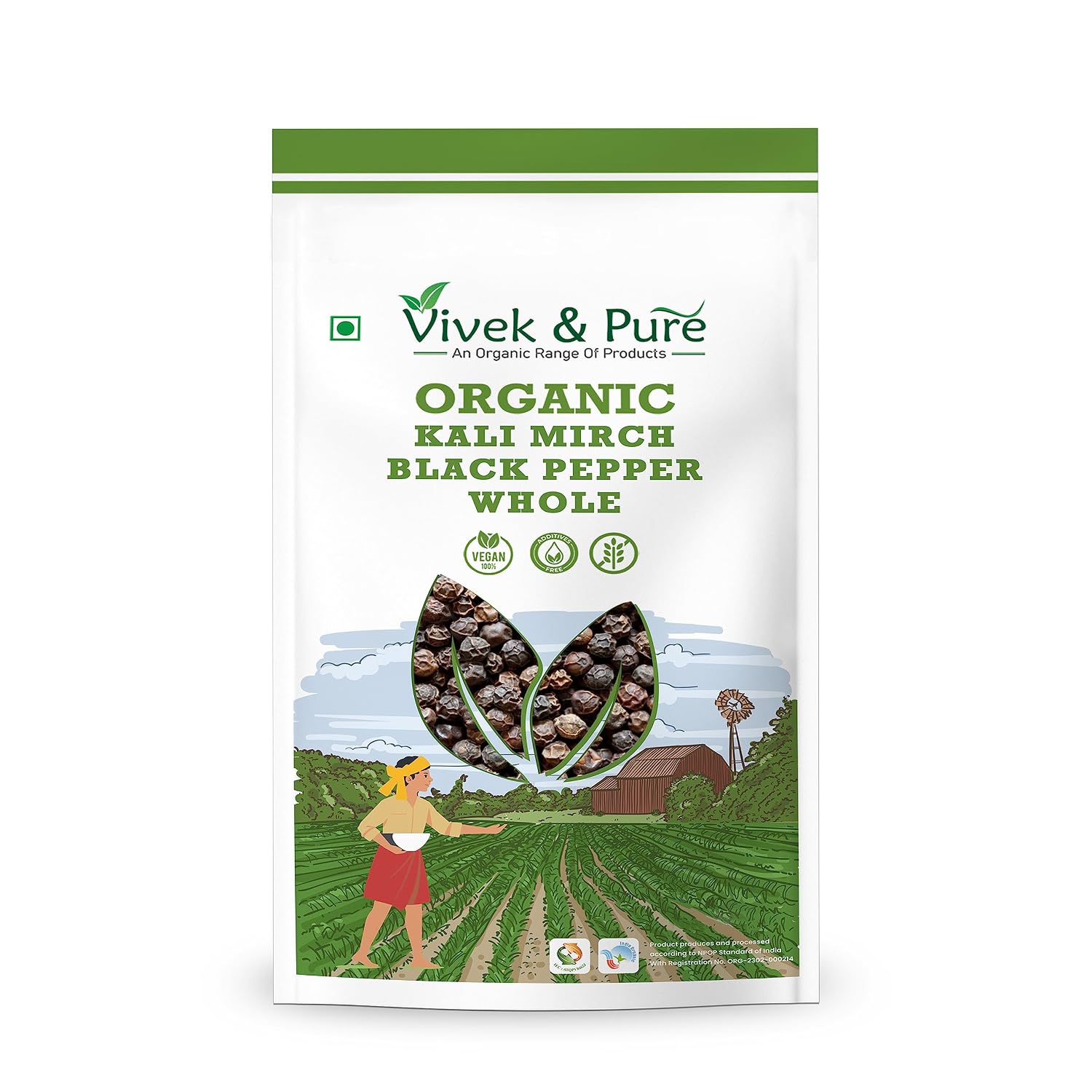 Vivek & Pure Organic Kali Mirch Whole 100gm | Black Pepper Whole ...