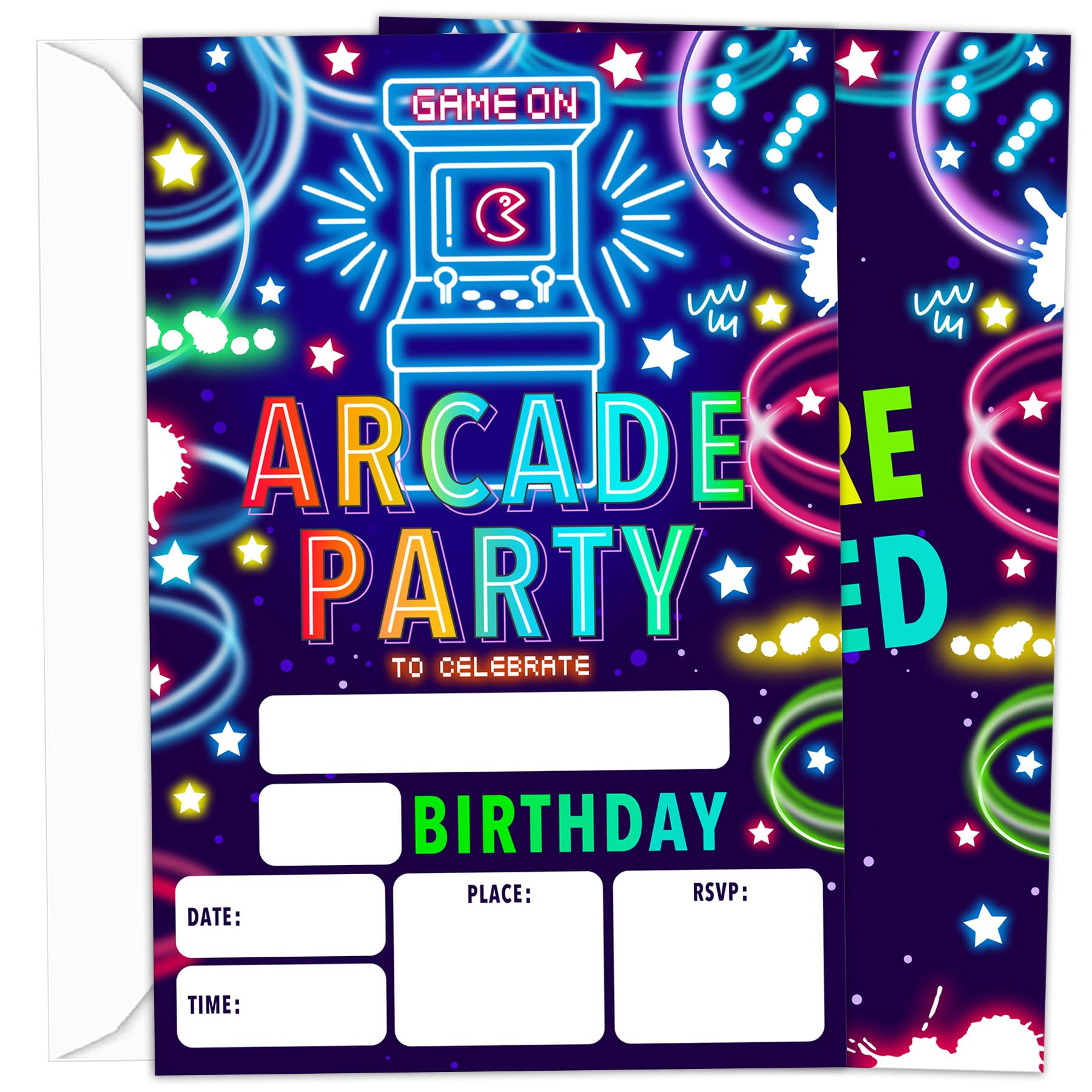 Amazon.com : Birthday invitations With Envelopes.Video Gaming Arcade ...
