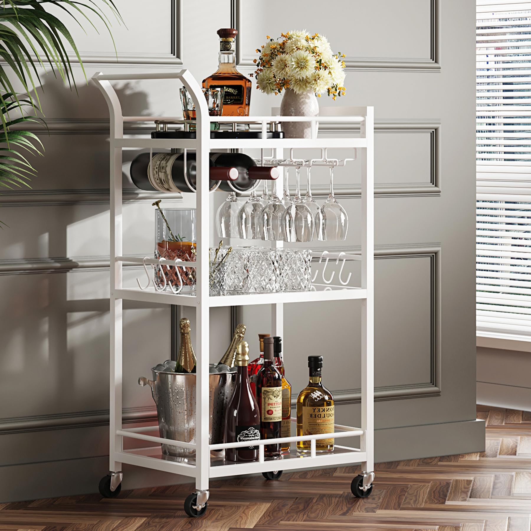 Amazon.com - TUTOTAK Bar Cart, Home Bar Serving Cart with 3-Tier ...