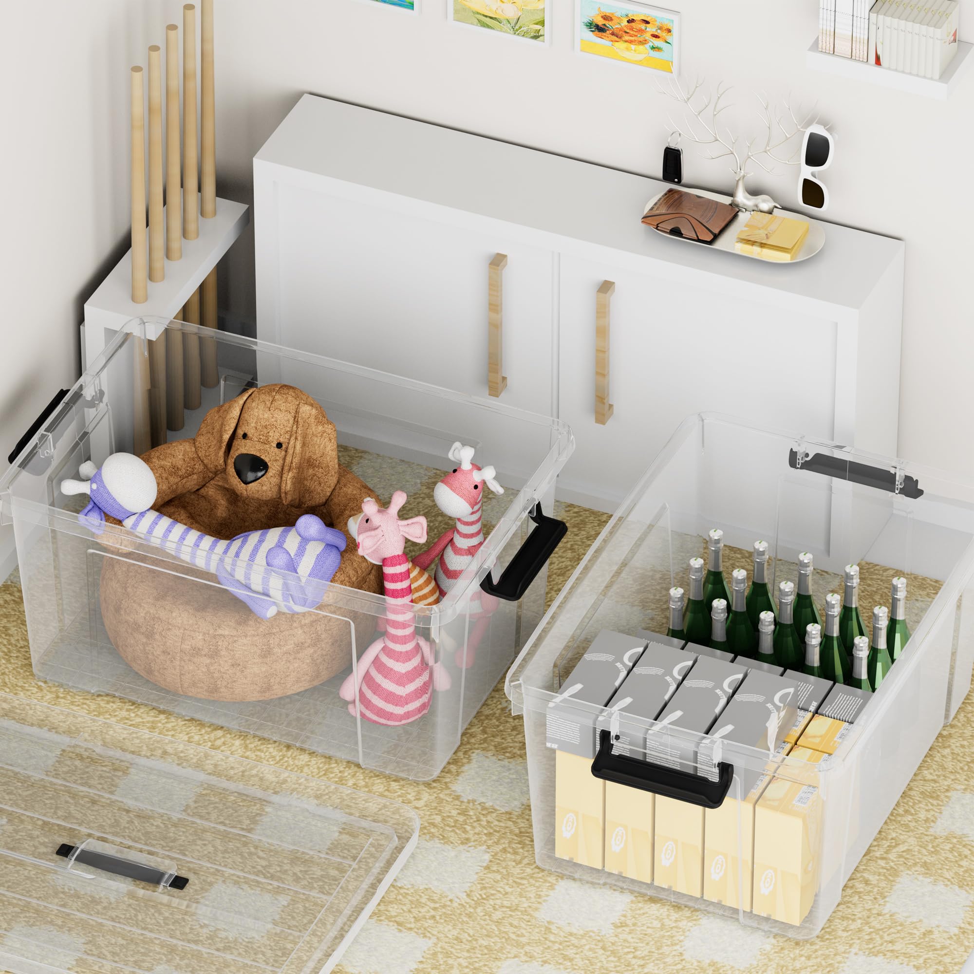 40Qt*4 Plastic Storage Bins, Storage Box, 4 Pack, Tote Organizing ...