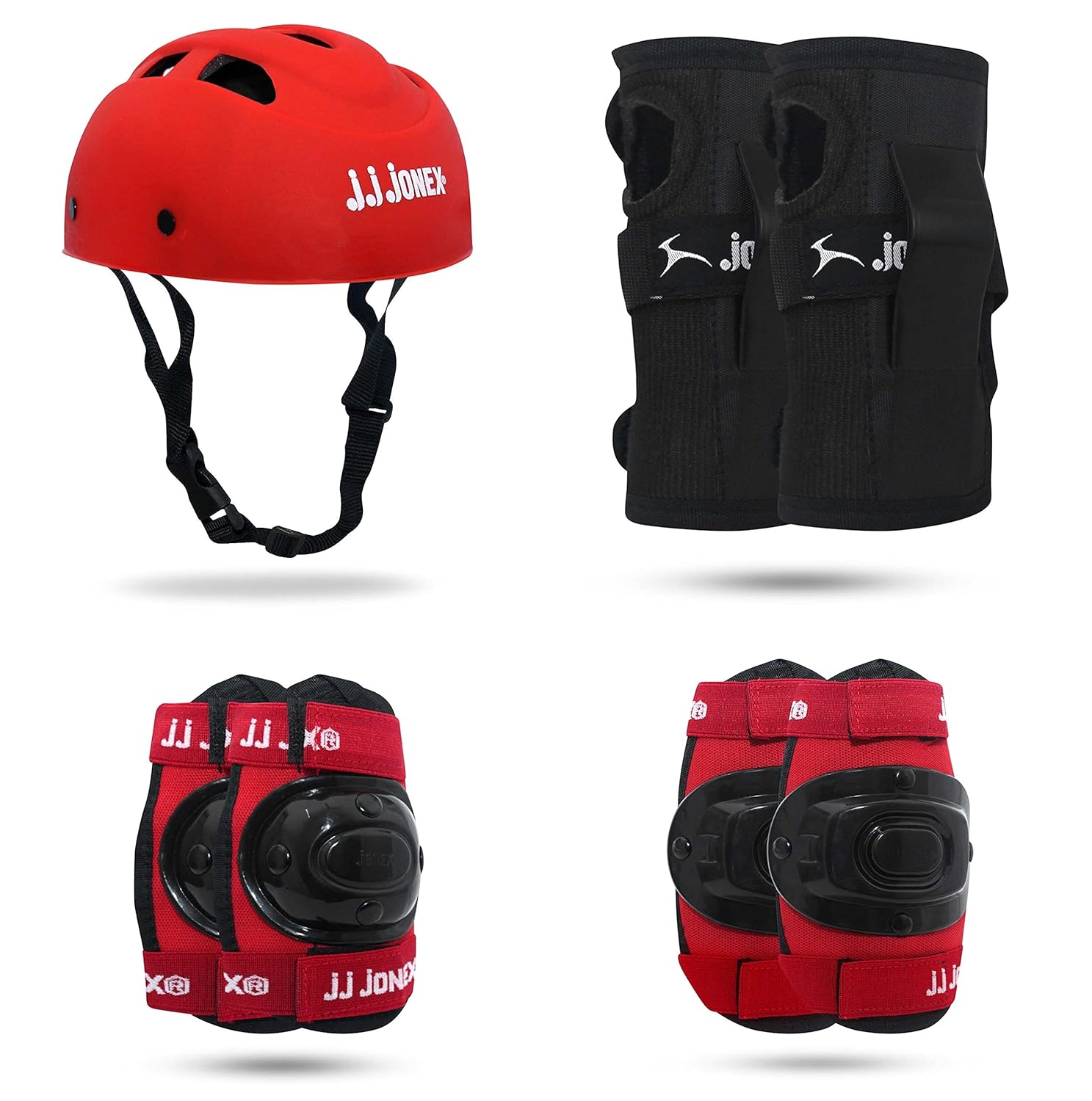 JJ Jonex Multi Sport Gear Helmet Elbow Guards Knee Caps & Hand Gloves ...