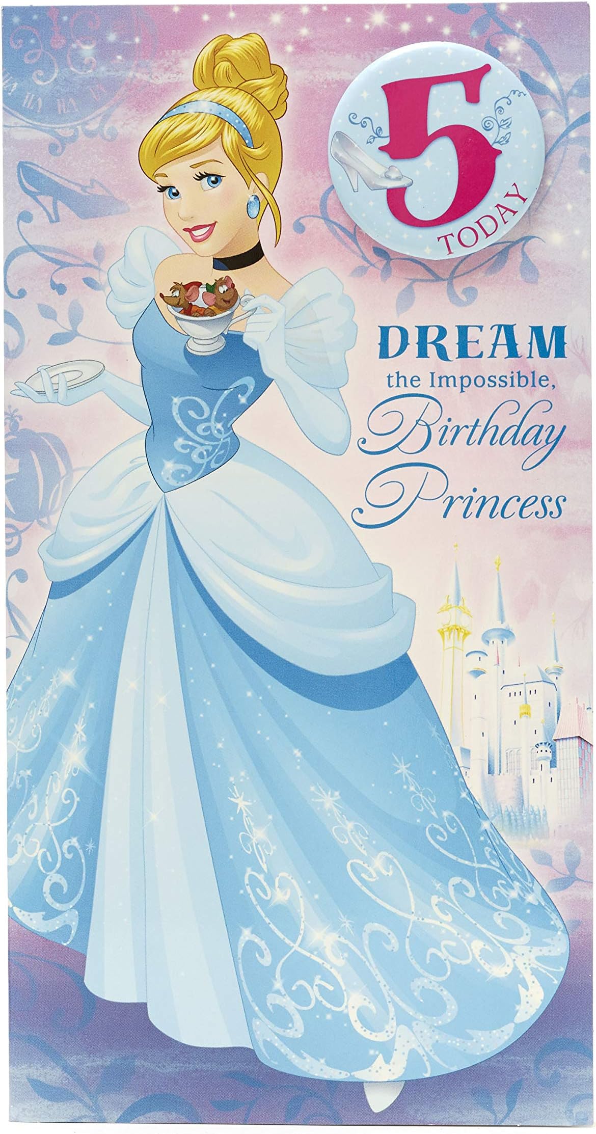 Age 5 Birthday Card - Princess Cinderella Birthday Card with Birthday ...