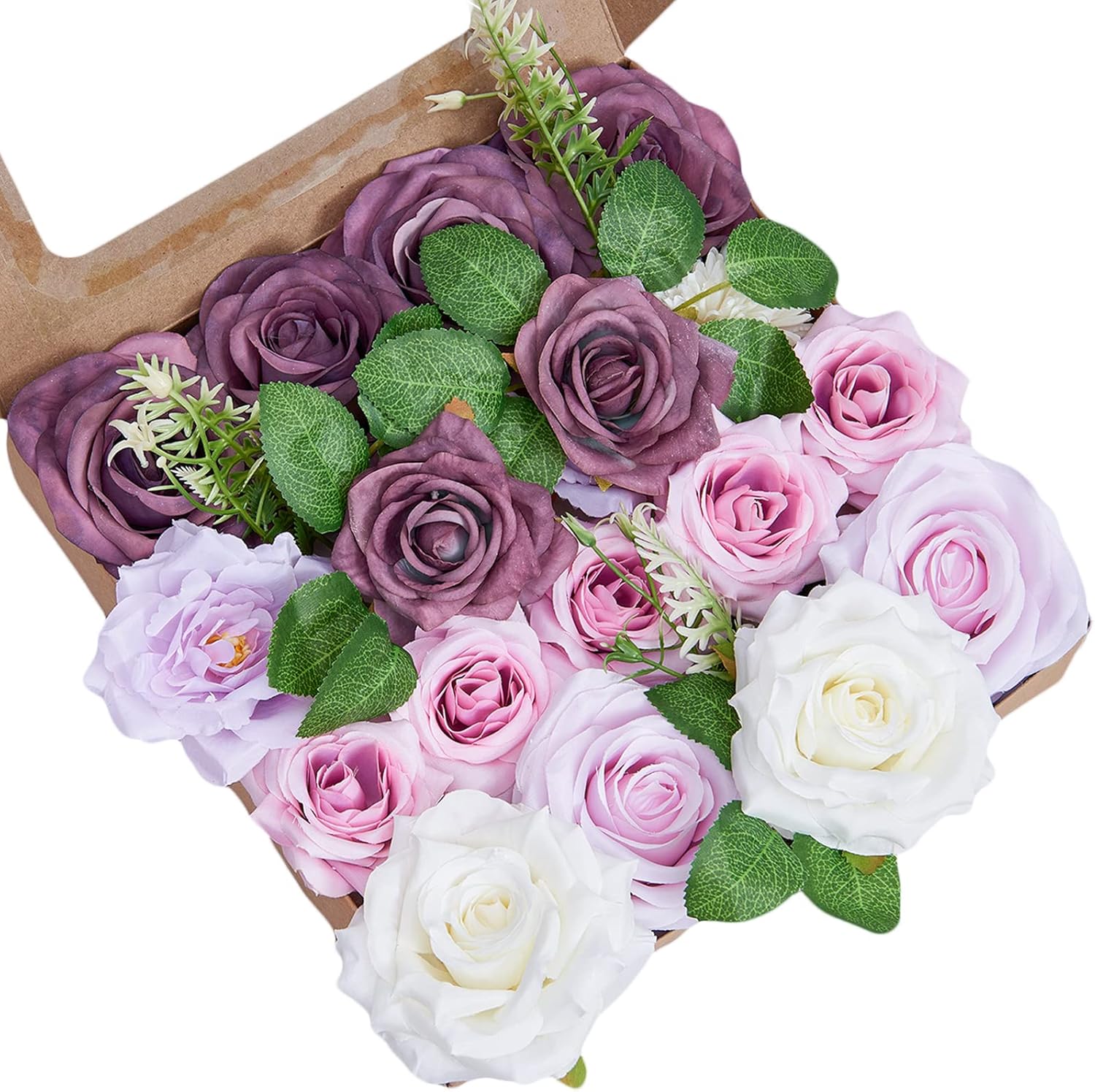 Amazon.com: Helera Artificial Flower Silk Rose 25pcs Real Looking Fake ...