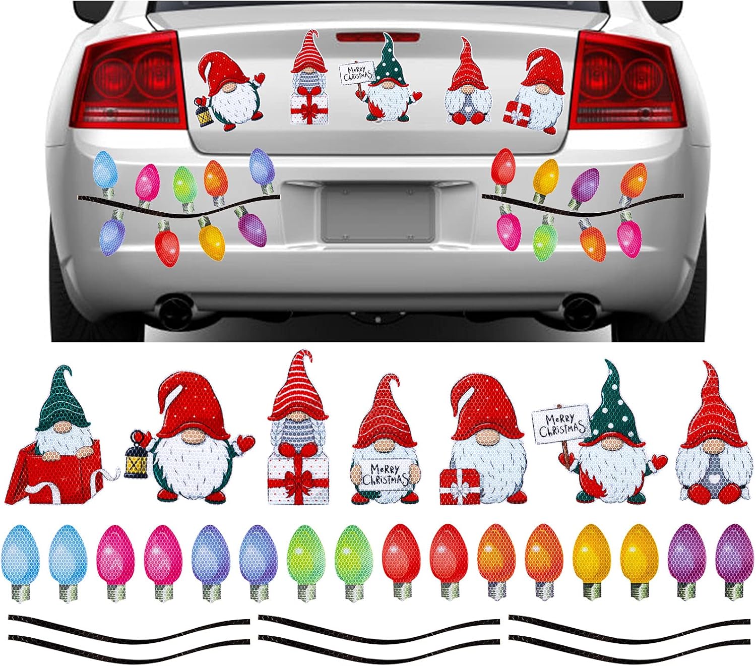 Amazon.com: Whaline 29Pcs Christmas Reflective Car Magnets Set Colorful ...