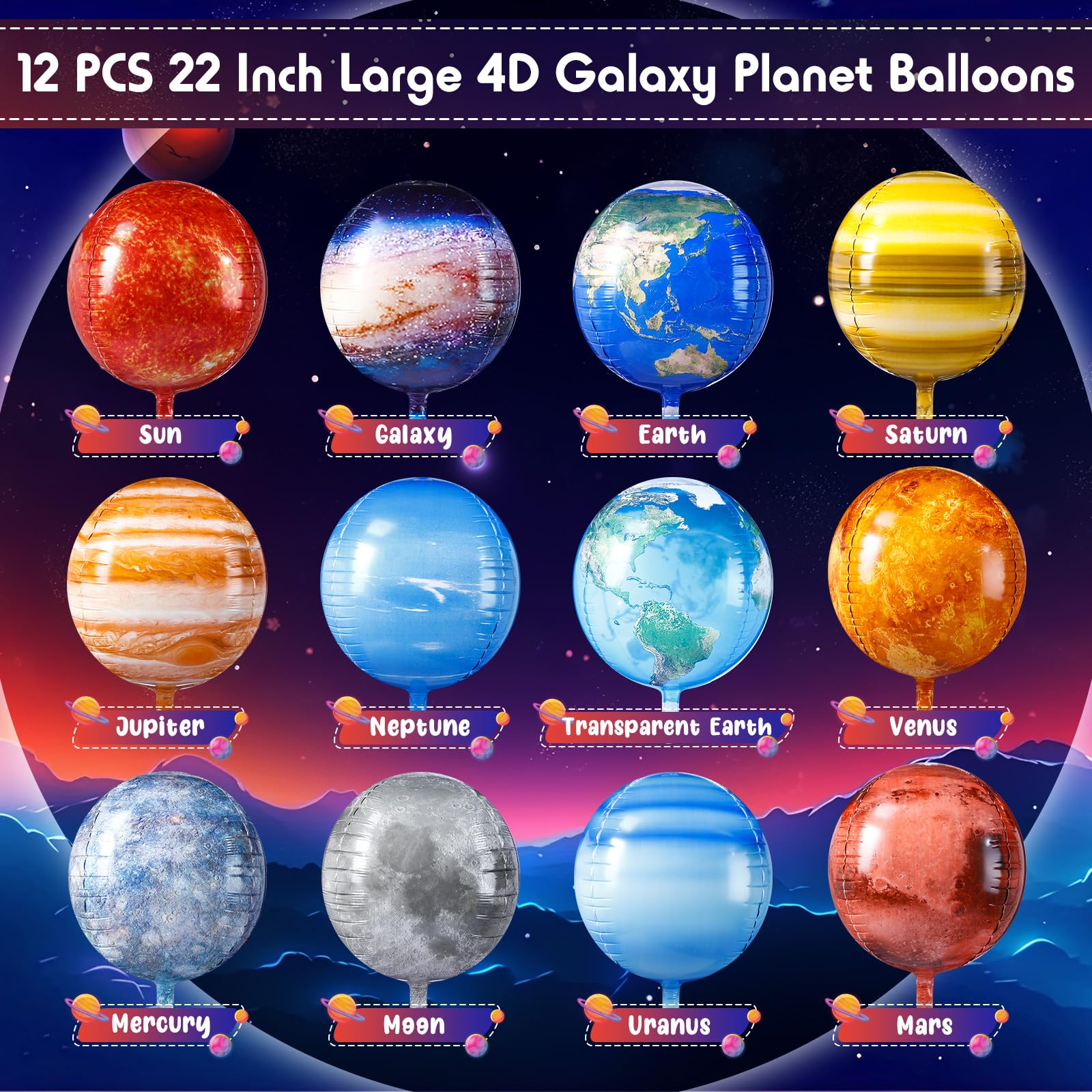 Snapklik.com : 15 Pcs Space Balloons Space Party Decorations 22 Inch ...