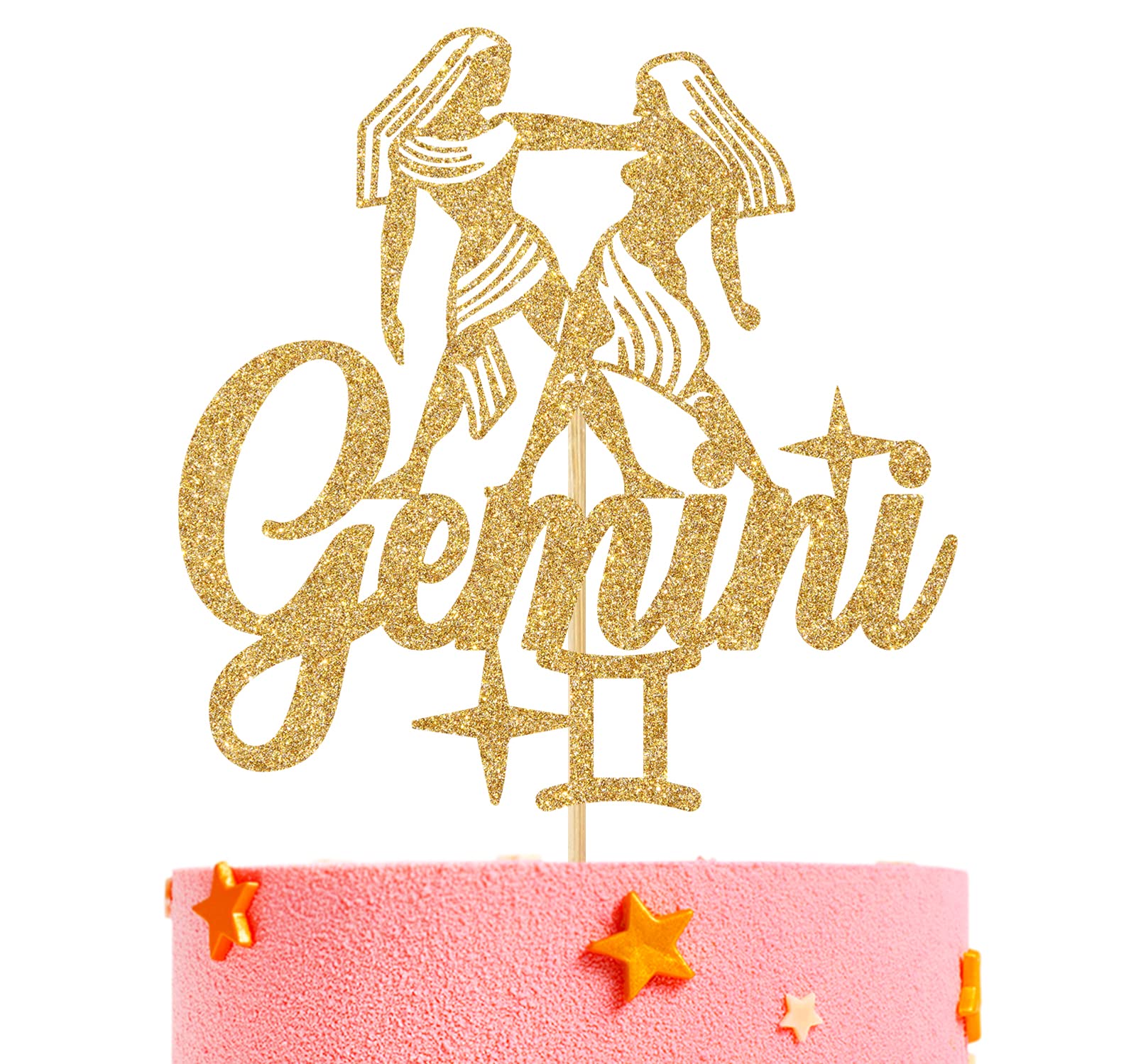 Amazon.com: Gold Glitter Gemini Birthday Cake Topper,Big Gemini Energy ...