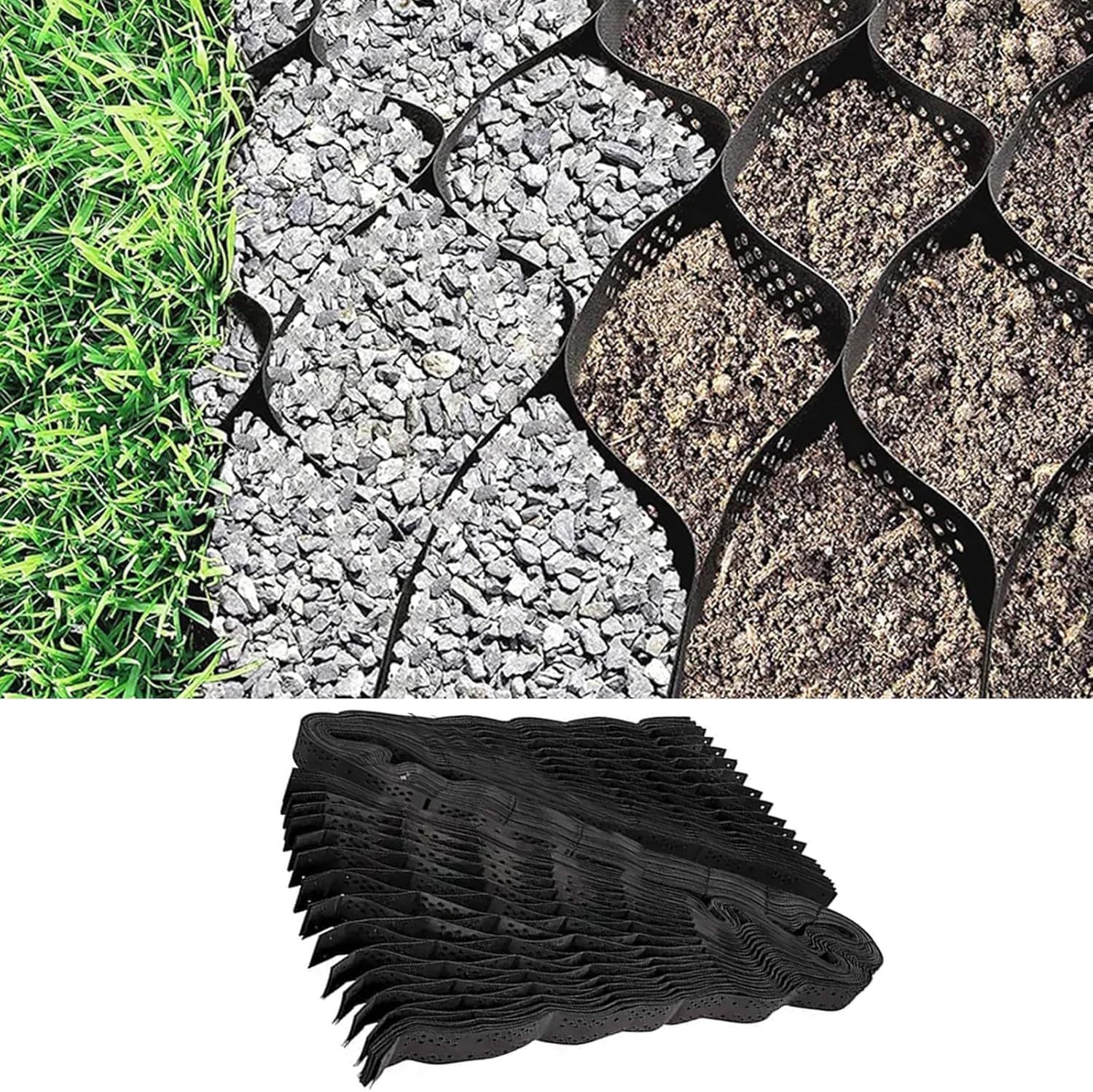 Amazon.com : TTSITG 9x17 ft Geogrid Gravel Grid, 1.9 Inch Thick Geocell ...