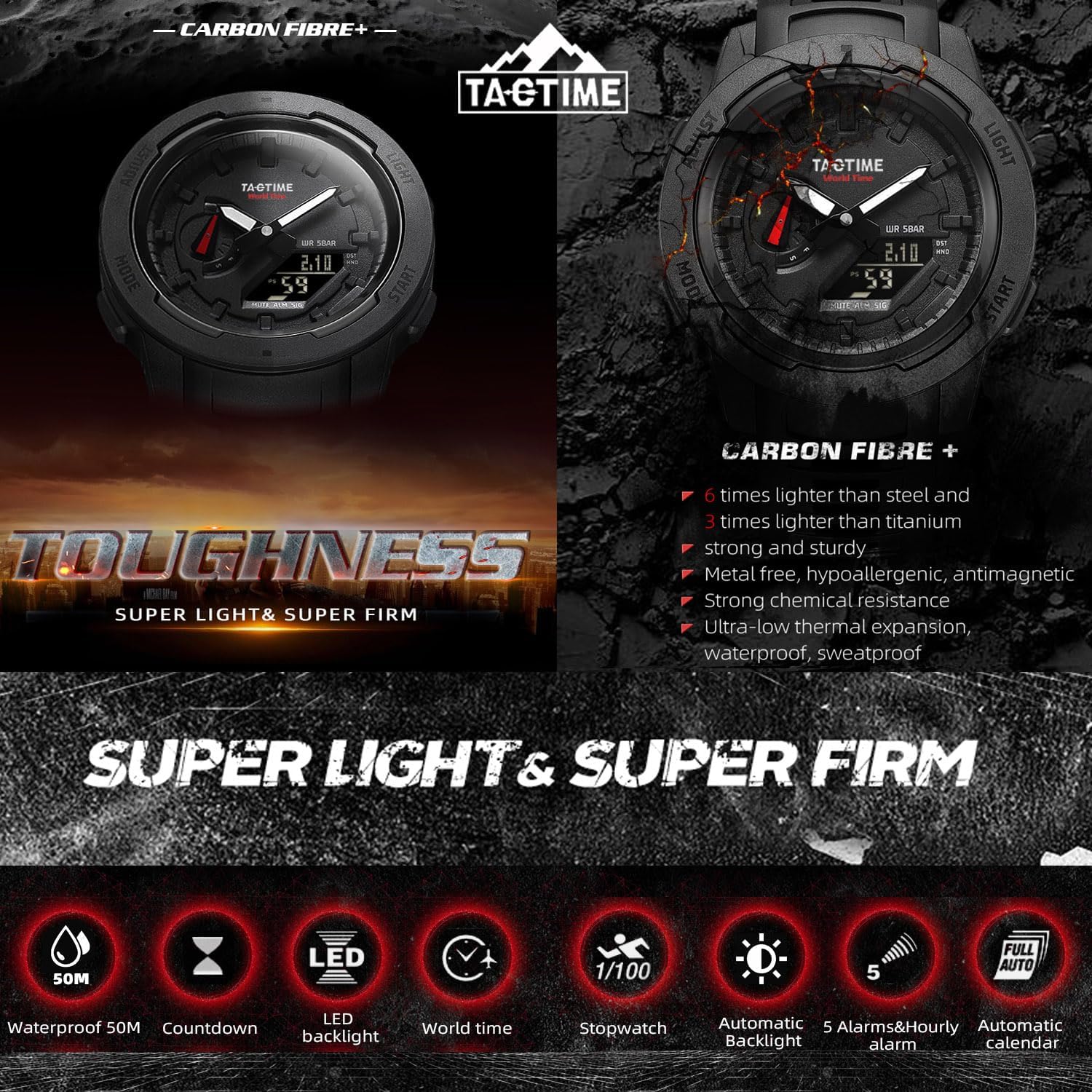 Tactical Watch for Men and Women Military Style Digital Sports with ...