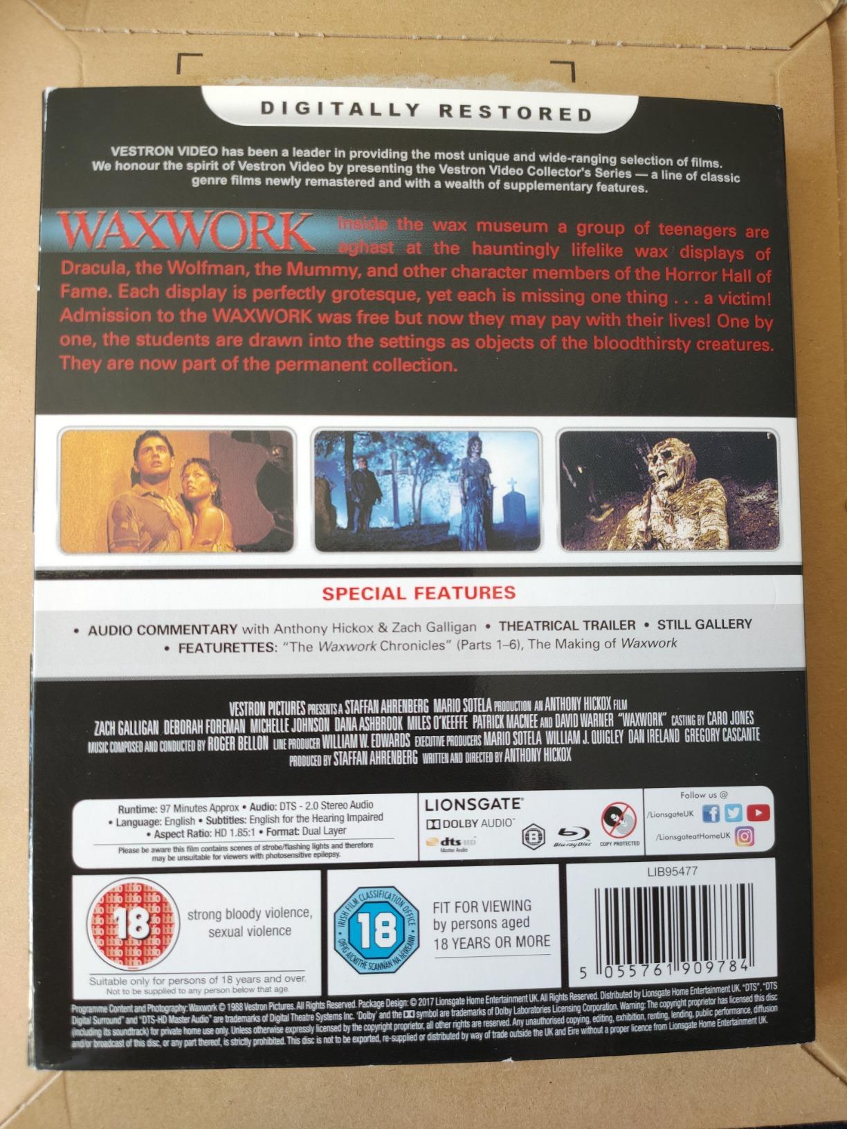 Waxwork [VHS] : Zach Galligan, Deborah Foreman, Jennifer Bassey, Joe ...