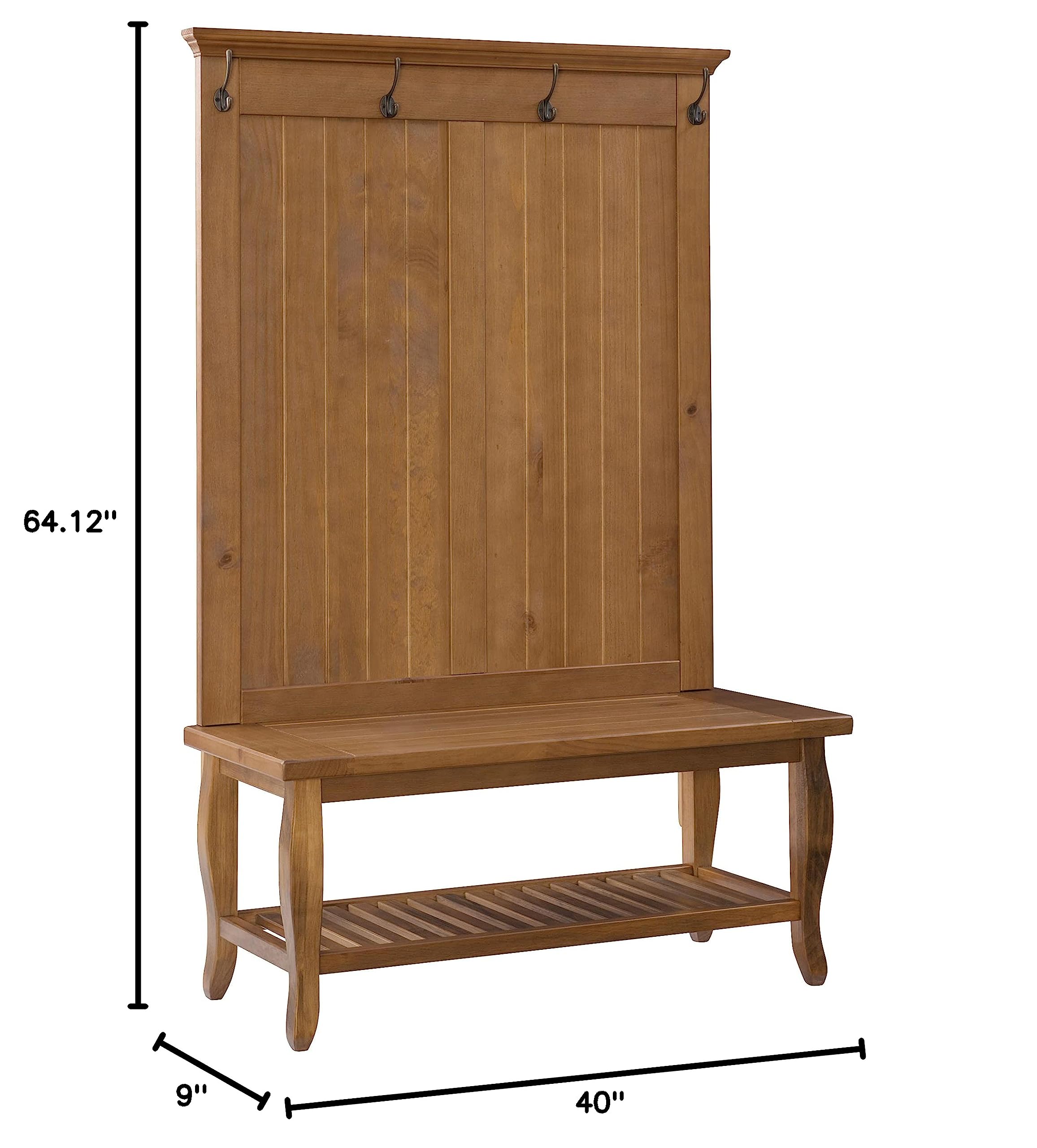 Linon Santa Fe Hall Tree, 40"W x 17.99"D X 64.02"H, Natural