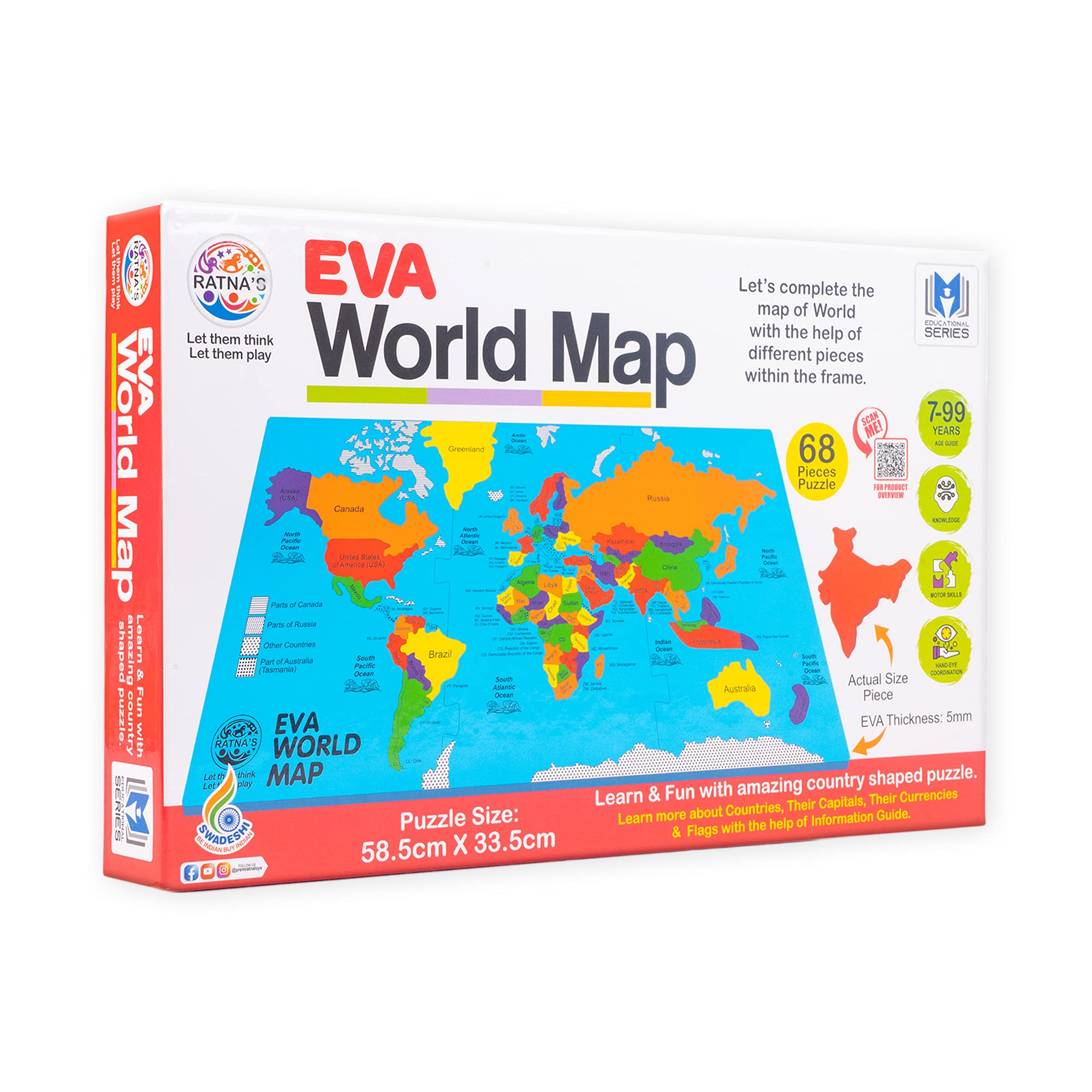 Ratnas Eva World Map Jumbo Floor Puzzle With Information Booklet | Desertcart INDIA
