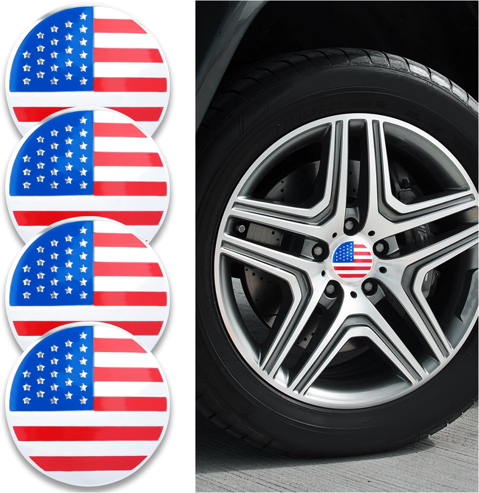 Amazon.com: 4PCS Wheel Center Caps Stickers with American Flag Design ...