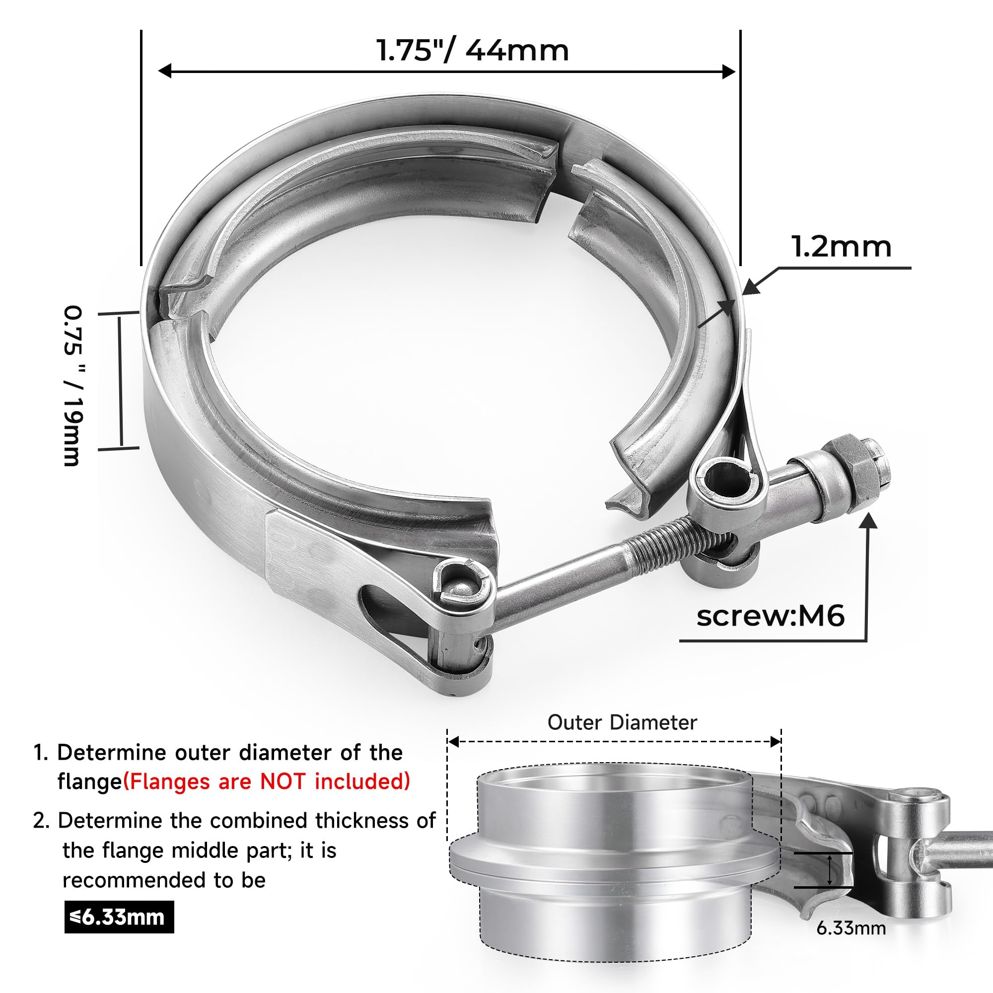Snapklik.com : 1.75 Inch V Band Clamp-Stainless Steel304, For Turbo ...