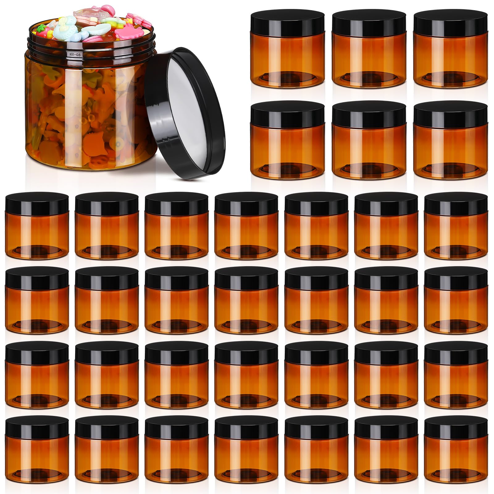 Amazon.com: Tanlade 40 Pcs Amber Plastic Jars with Lids Round Cosmetic ...